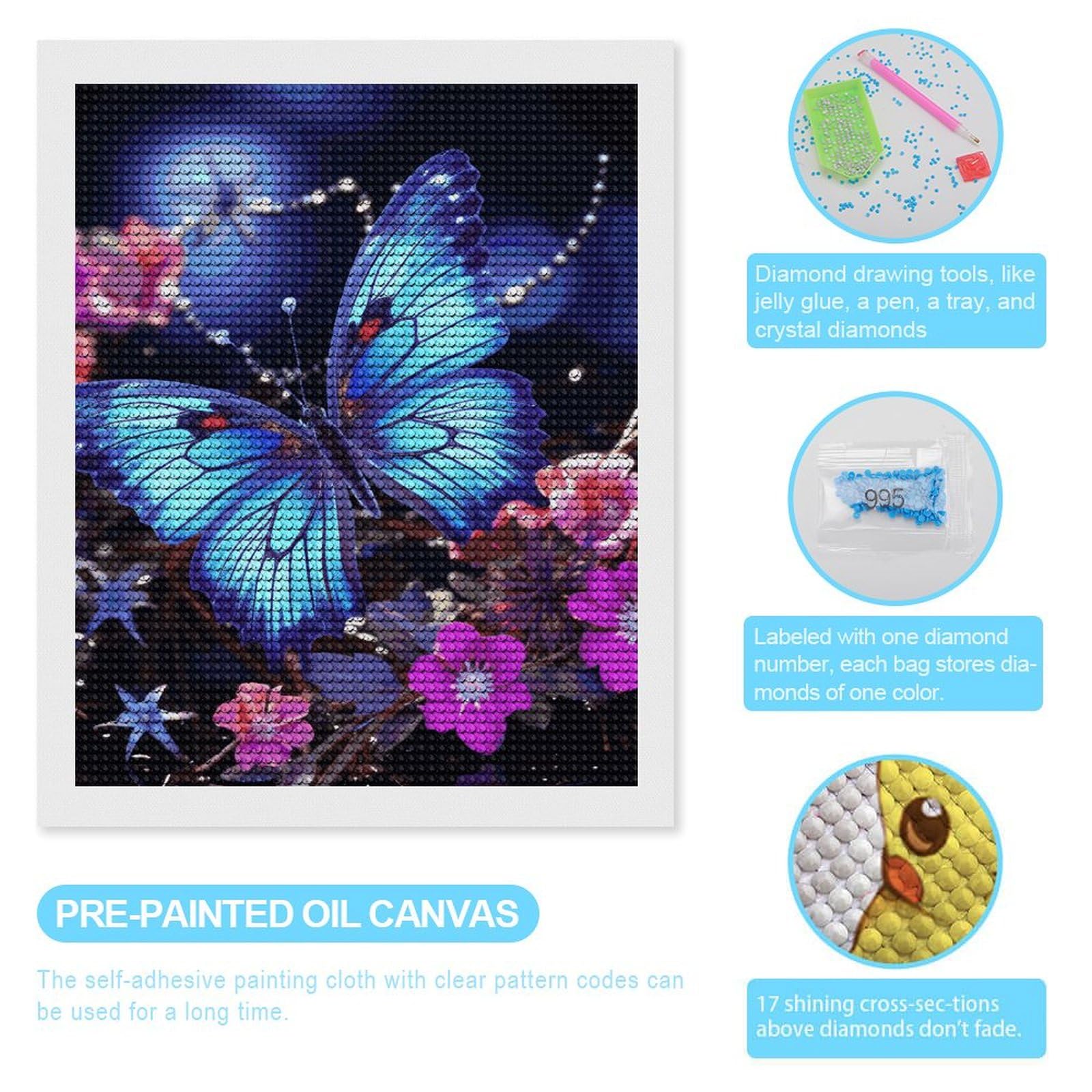 Diamond Art Kits GDYEEH Butterfly Diamond Painting Kit - 5D Full Round ...