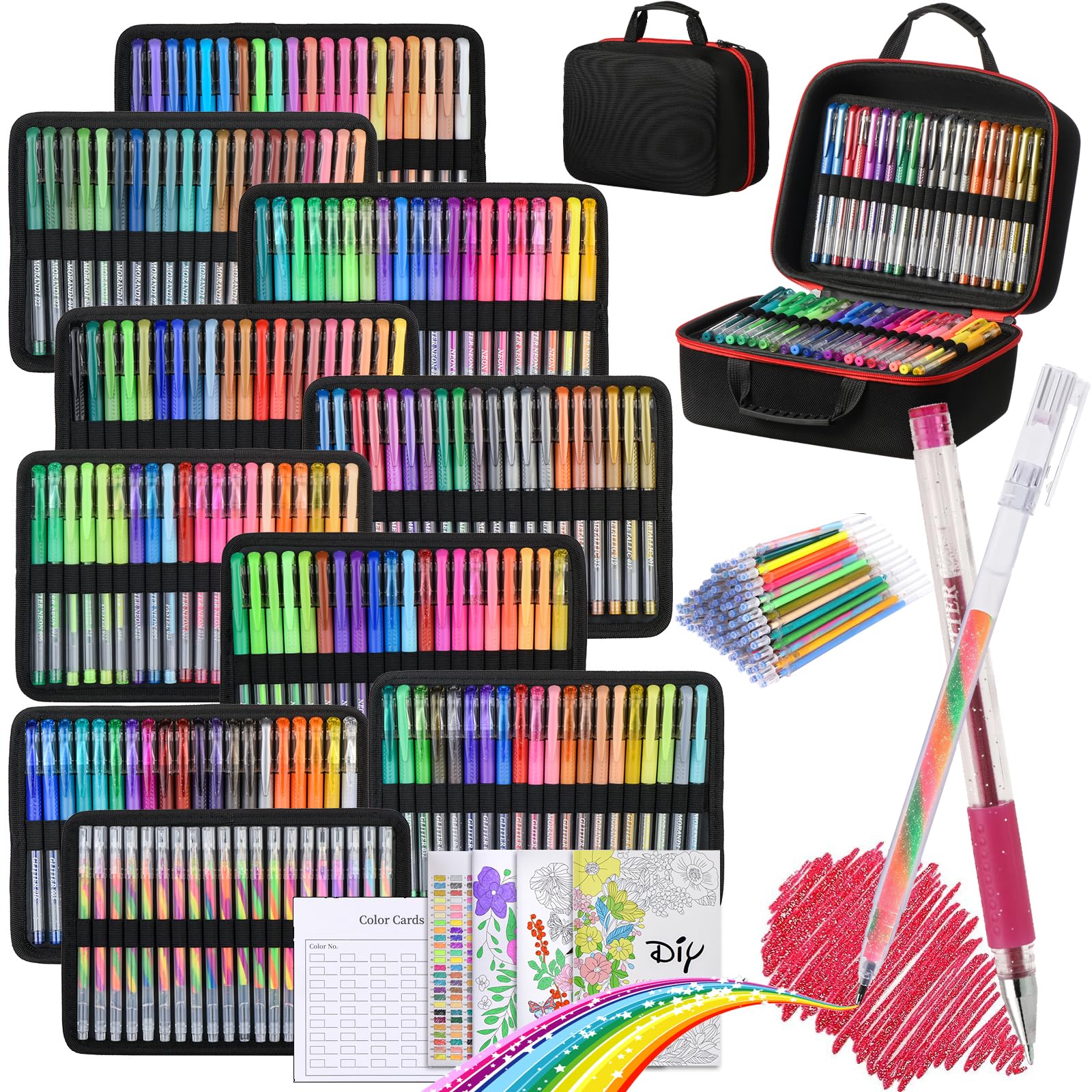 Amazon.com : ZZWUAPT 378 Pack Glitter Gel Pens Set,198 Colors Pens ...
