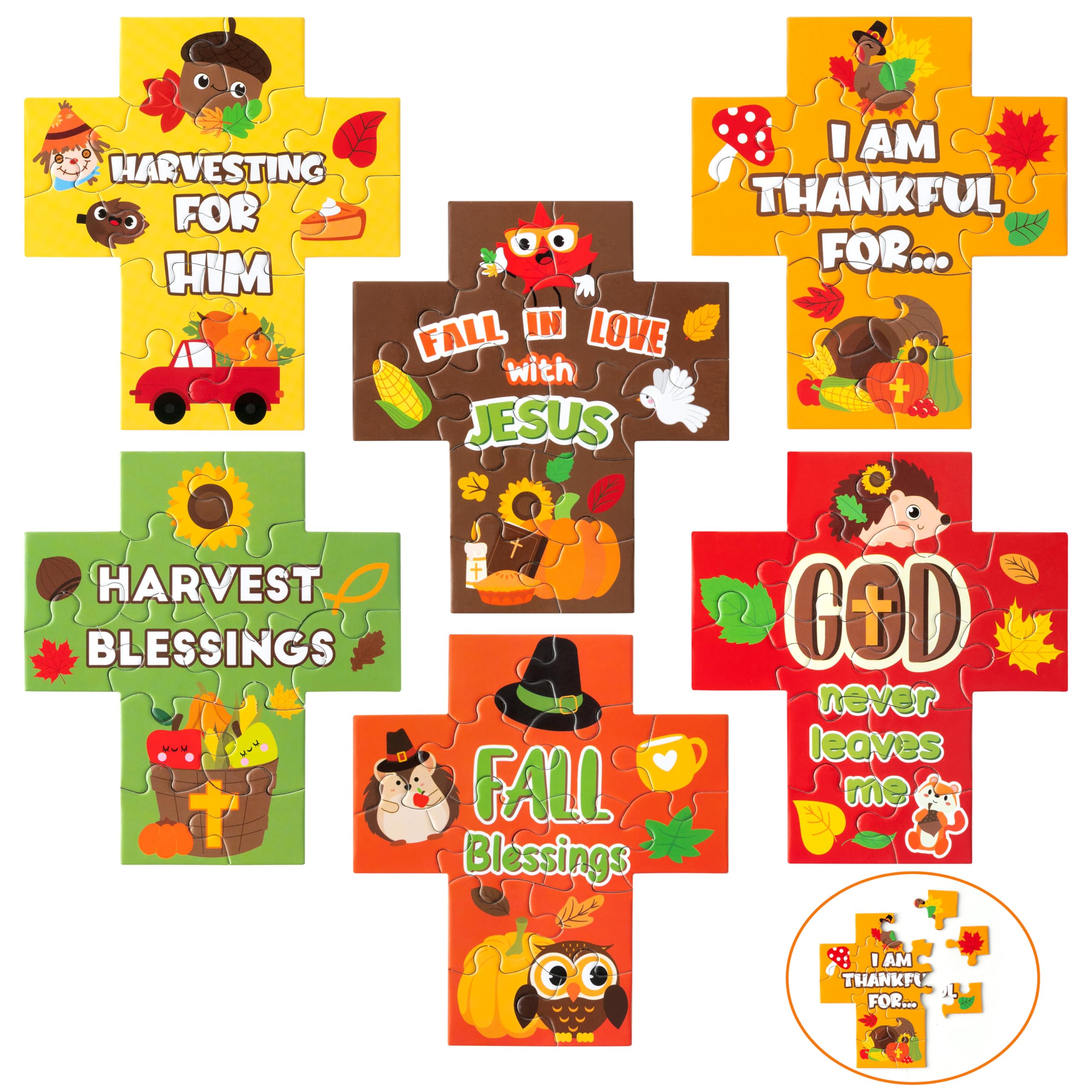 Amazon.com: Haooryx 12pcs Fall in Love with Jesus Puzzles, Cartoon Fall ...