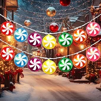 Amazon.com: Gejoy 11 FT Christmas Candy Cane String Lights Candy ...