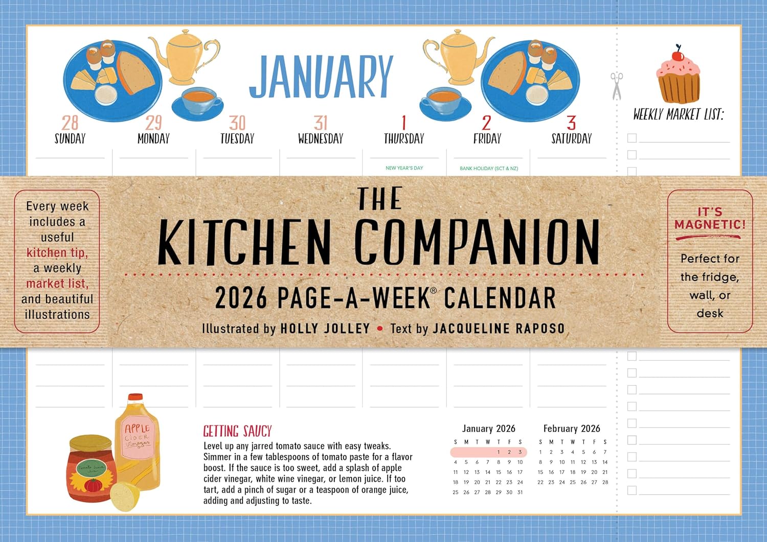 Kitchen Companion Page-A-Week Calendar 2026: It's Magnetic! Perfect for ...