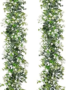 Amazon.com: SOMYTING Artificial Eucalyptus Garland 2 Packs 6Ft Faux Eucalyptus Garlands ...