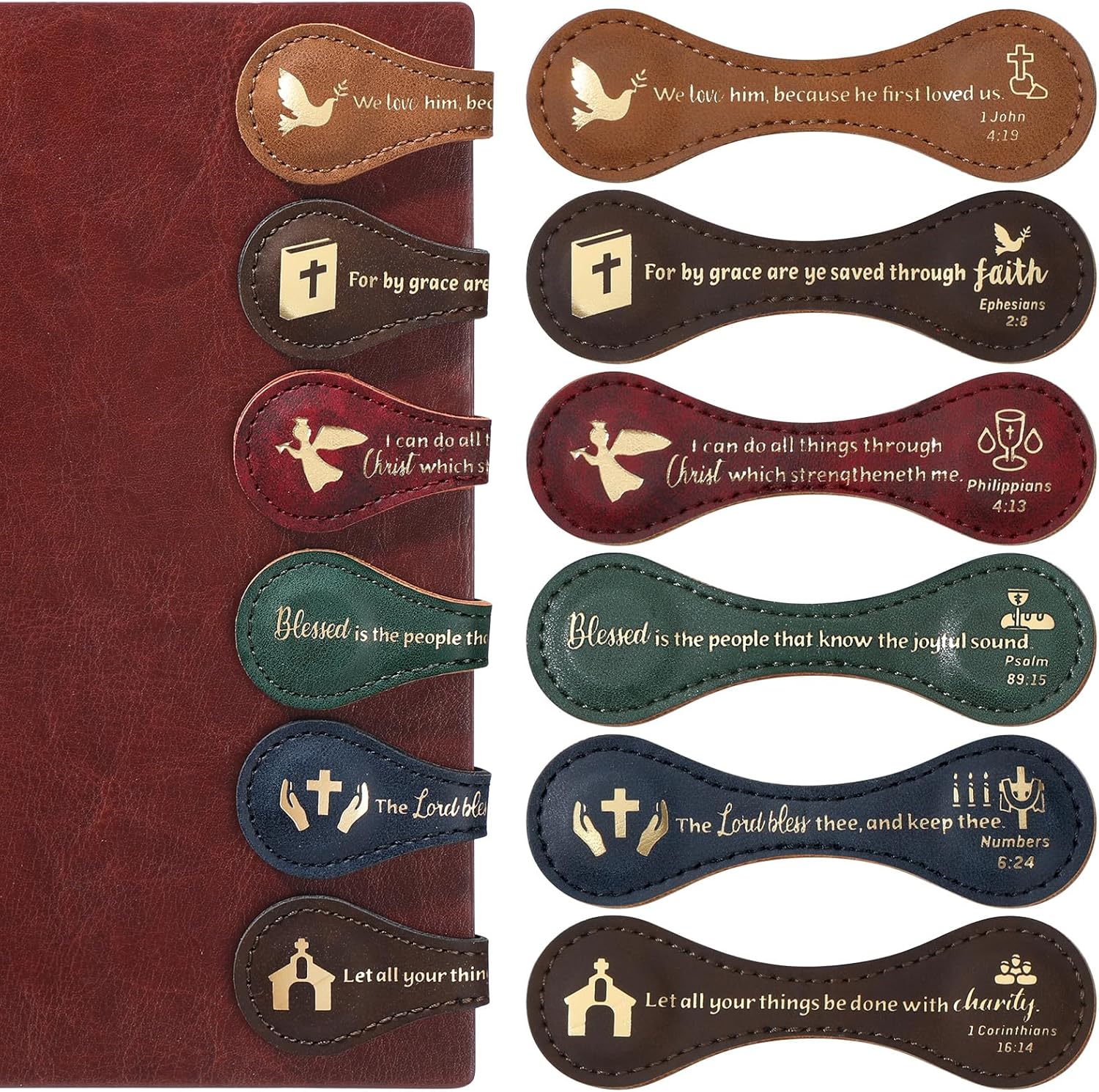 Amazon.com : Spakon 6 Pcs Christmas Christian Magnetic Bookmarks Bible ...