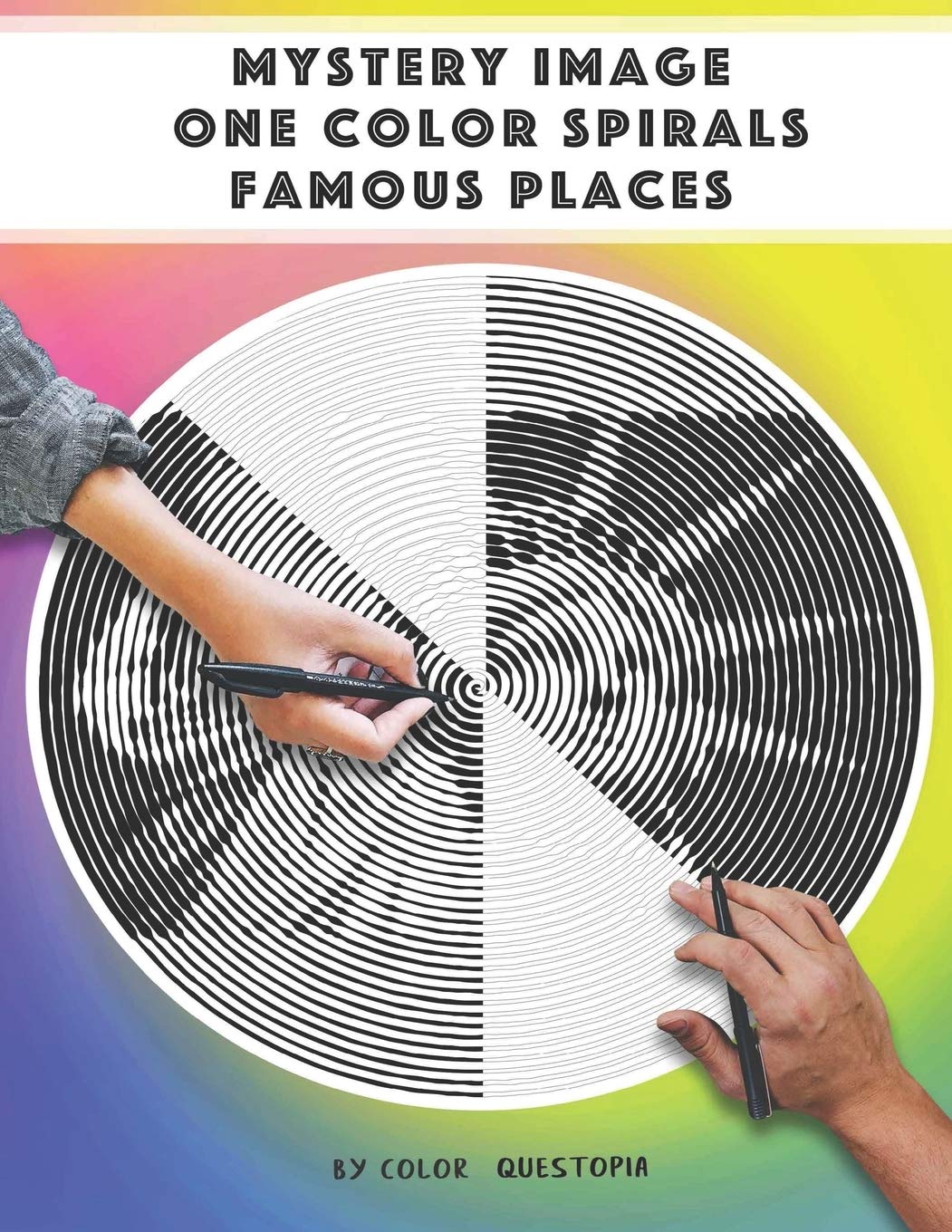 Mystery Image One Color Spirals Famous Places: One Color Adult Coloring ...