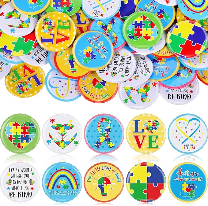 Amazon.com: 100 Pieces Autism Awareness Pin 1.73 inch Autism Awareness ...