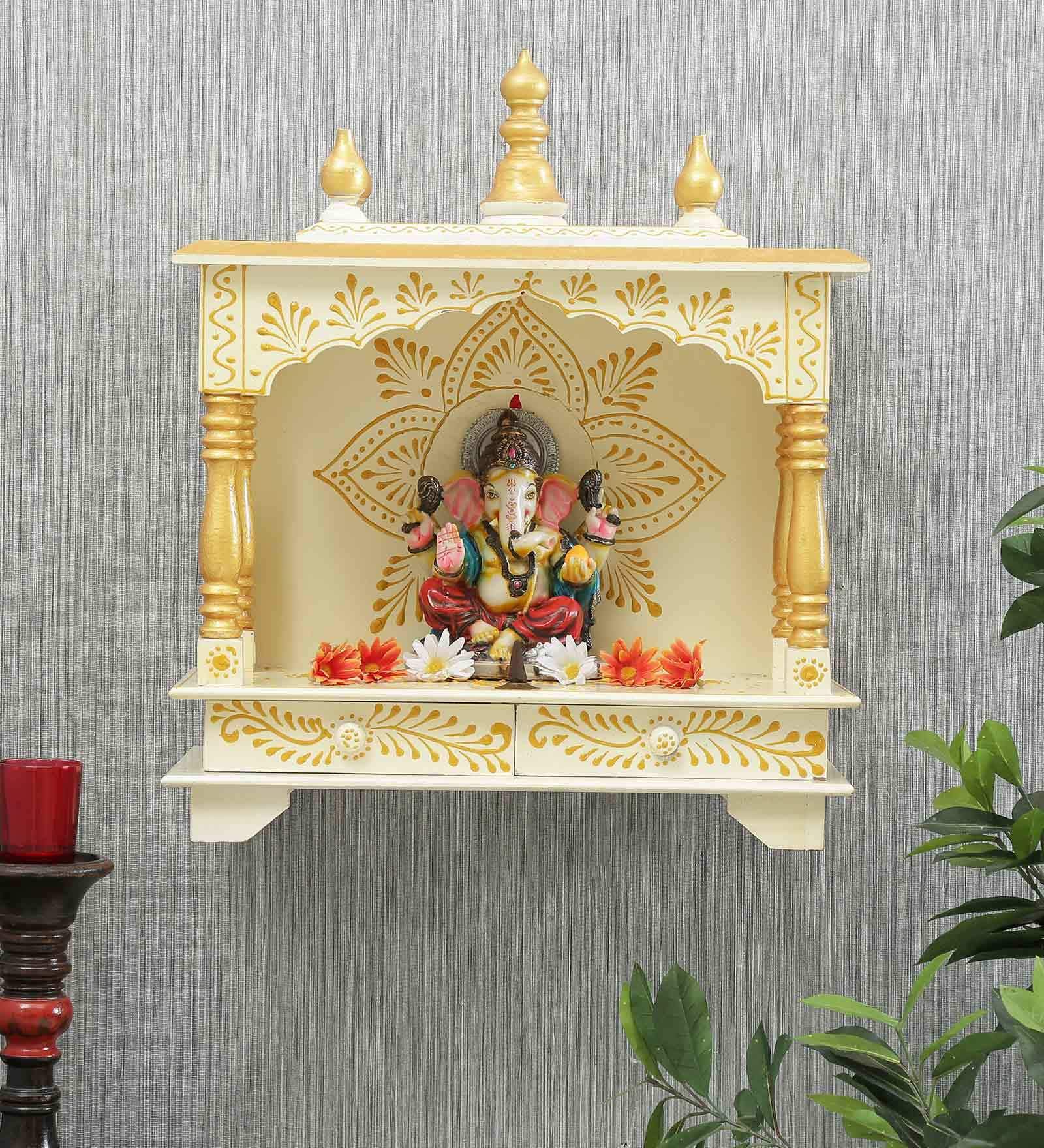 Amazon.com: YATSKIA Hindu Puja Mandir - Wooden Temple for Home Pooja ...