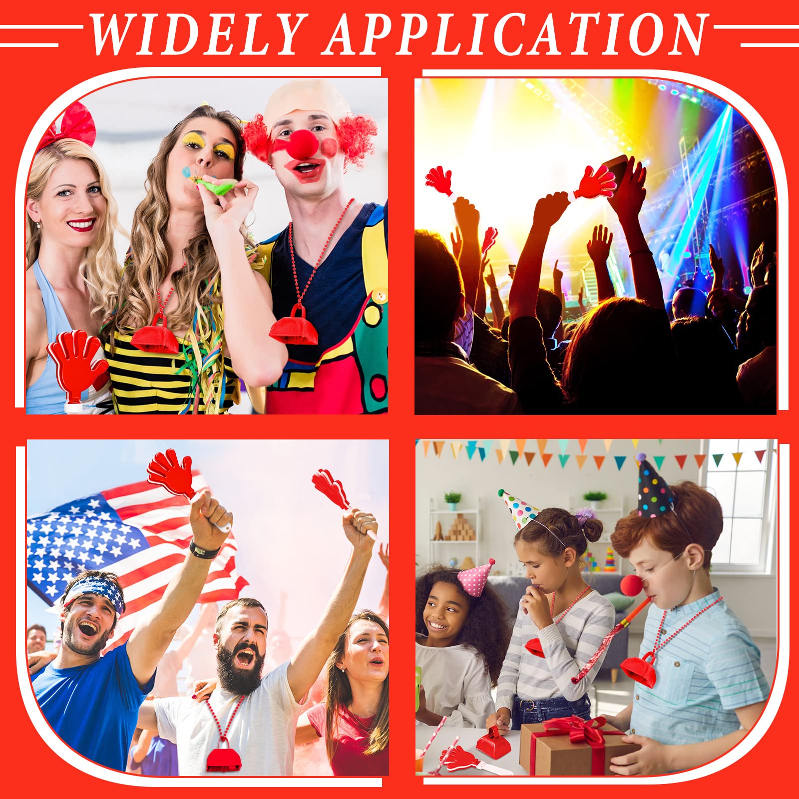 24 Pcs Metal Cowbells and Hand Clappers Cow Bells with Handle Cheering ...