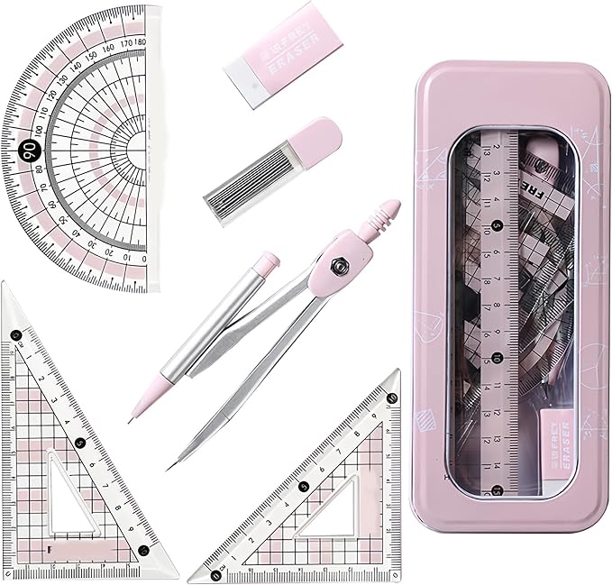 7 Pcs Maths Set, Maths Sets For Secondary School, Compass Maths ...