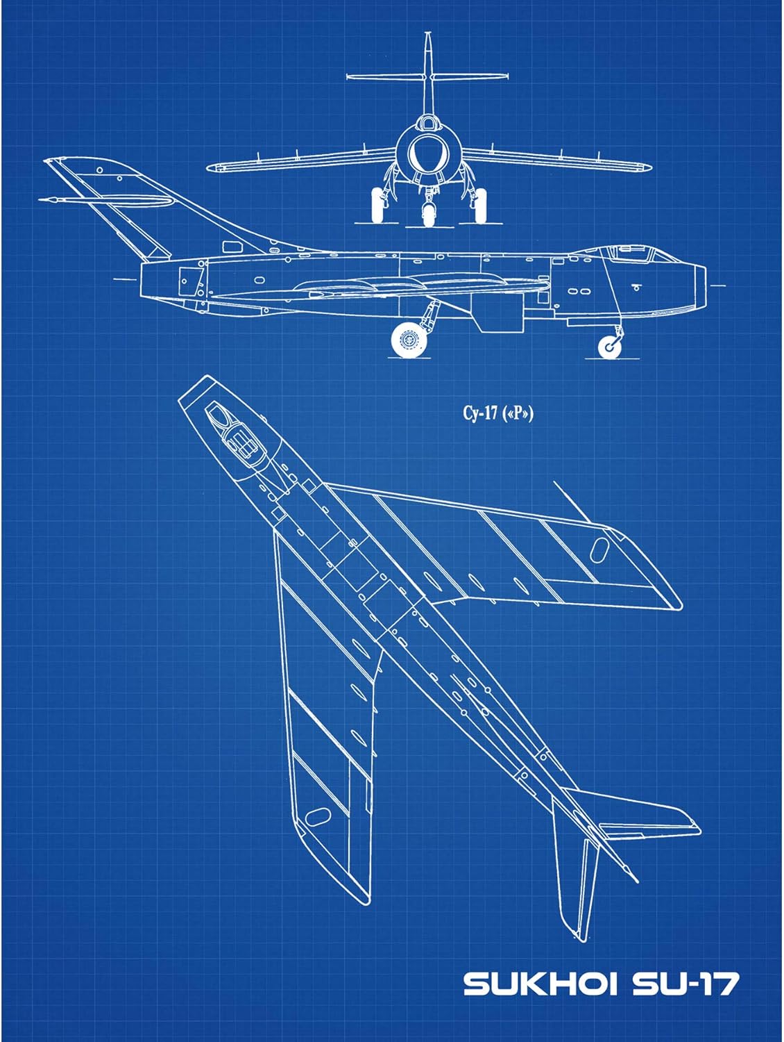 Amazon.com: Artery8 Sukhoi Su-17 Soviet Fighter Bomber Blueprint Plan ...