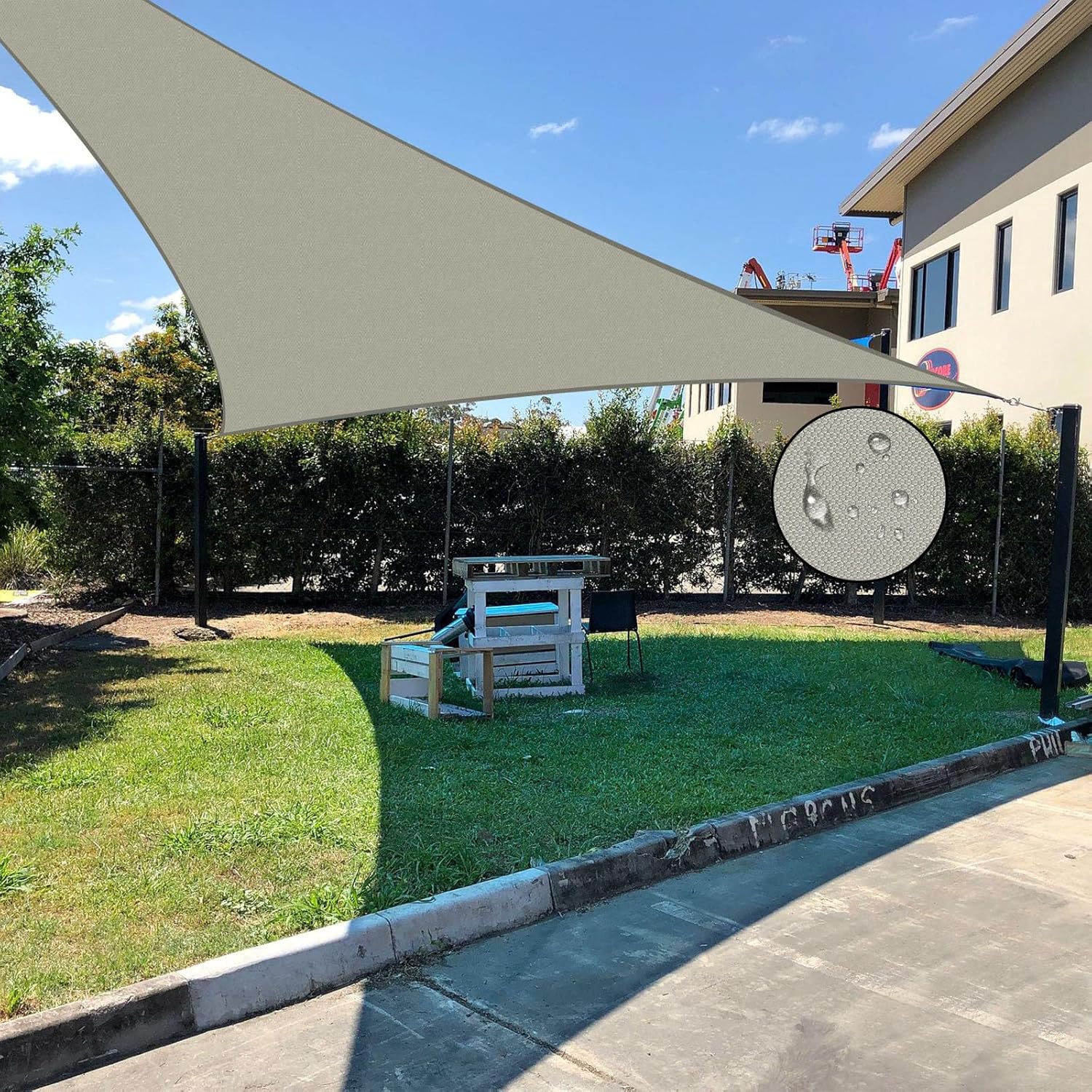 XINGRED 10'×13'×16' Gray Sun Shade Sail Triangle Shade Cloth Waterproof ...