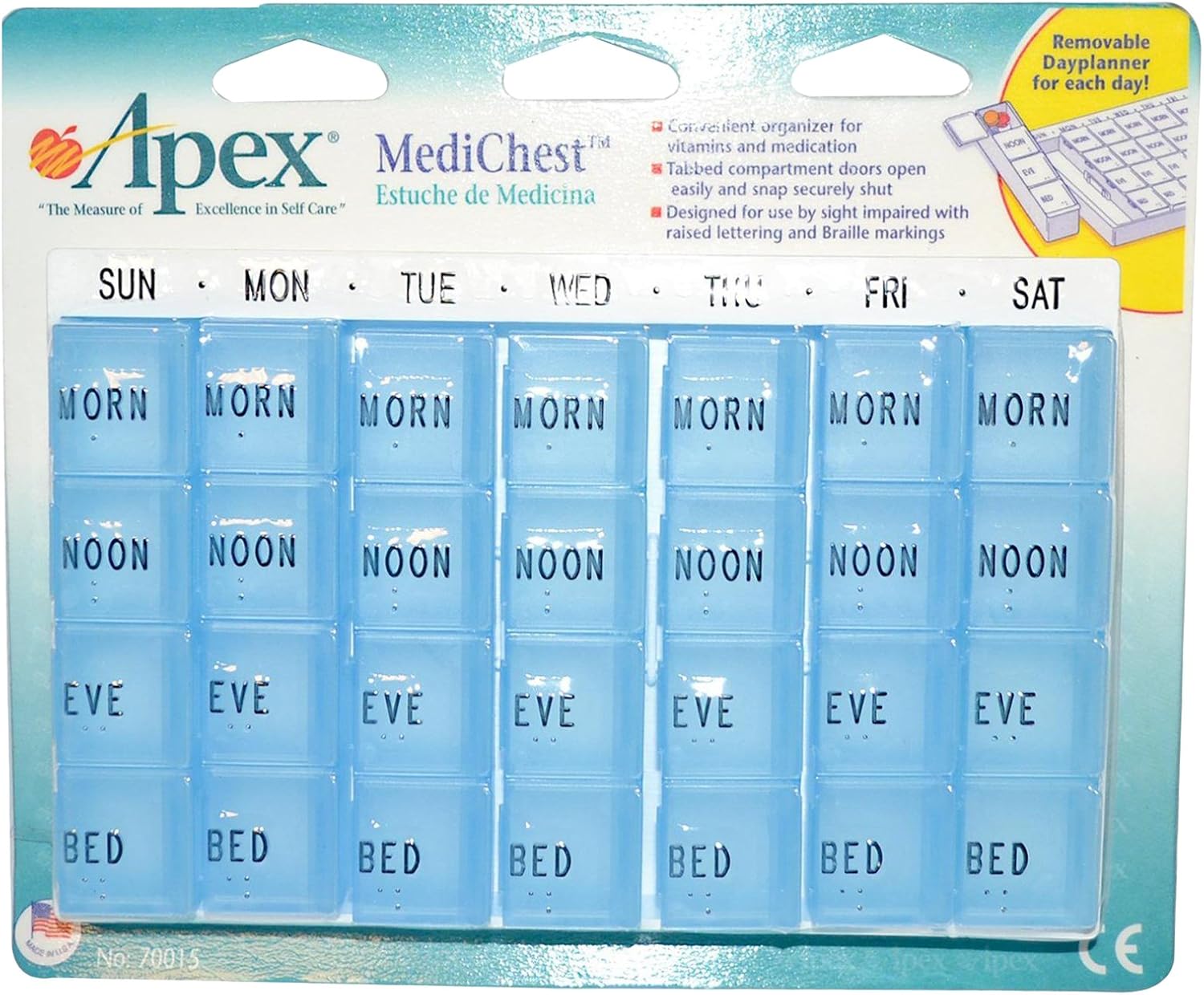 Amazon.com: Pill Box Apex Medi Chest Pill Organizer 70015, for Vitamins ...