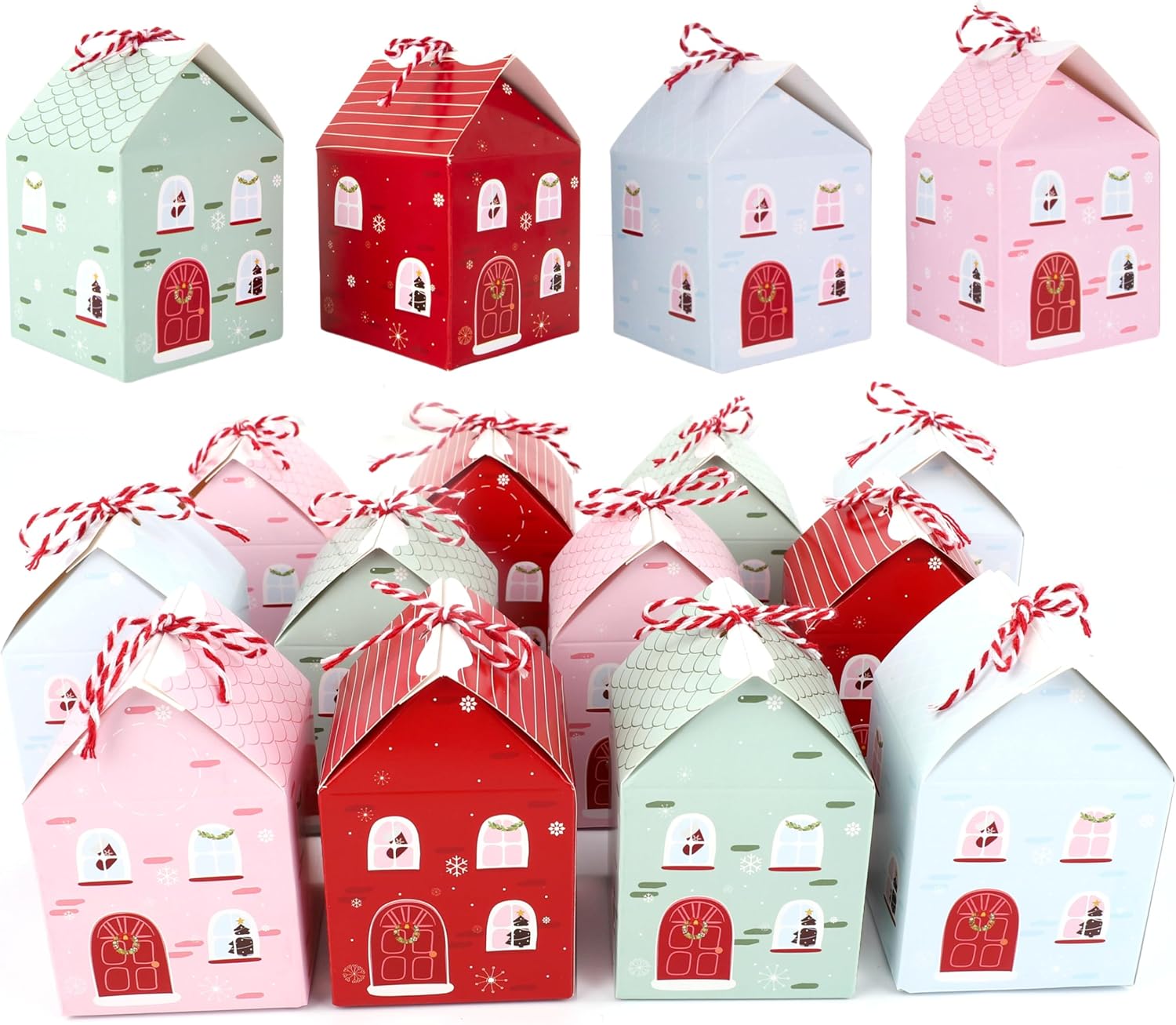 24 Pcs DIY Christmas Advent Calendar Boxes to Fill,Empty Advent Calendar Houses Boxes,Countdown ...