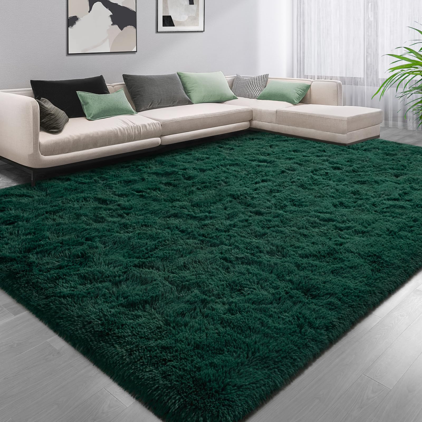 Amazon.com: Prabia Large Area Rugs for Living Room, 6x9 Deep Green ...