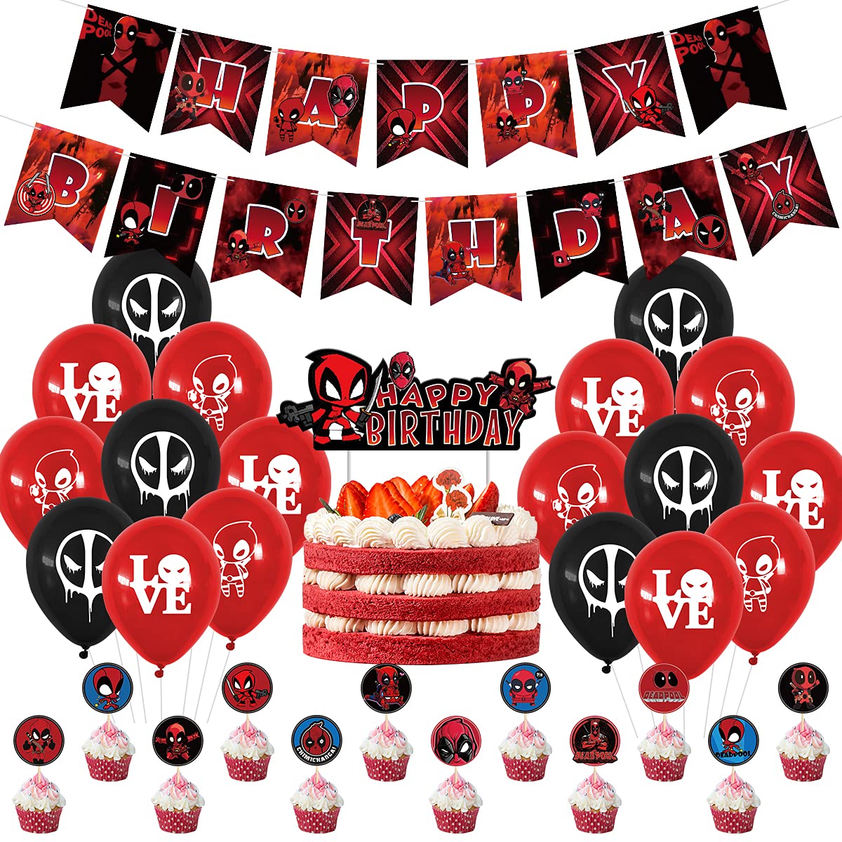 Superhero Deadpool Party Decorations Supplies Sets For Birthday Party ...