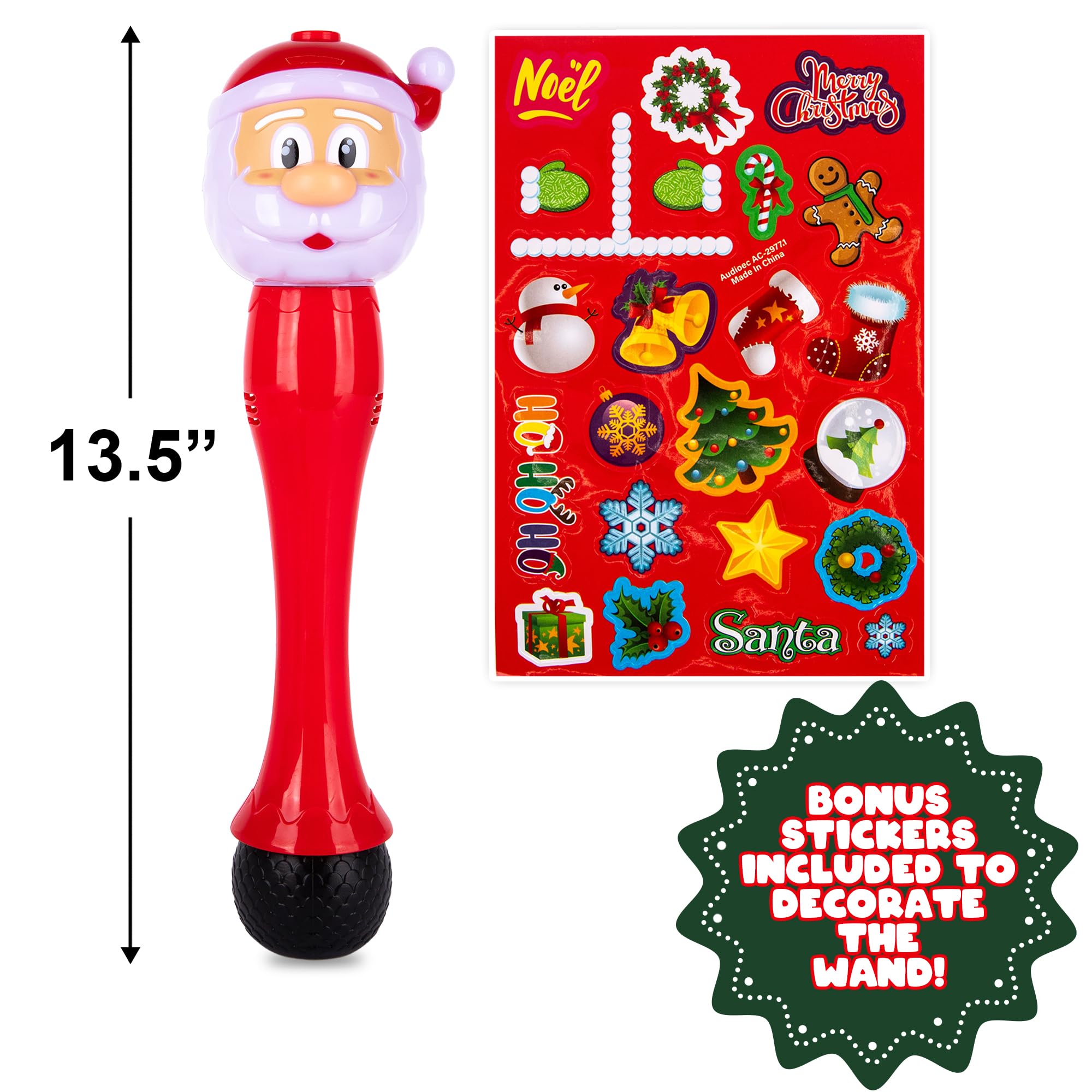 Light Up Christmas Santa Bubble Wand for Kids, 14 Inch Bubble Blower ...