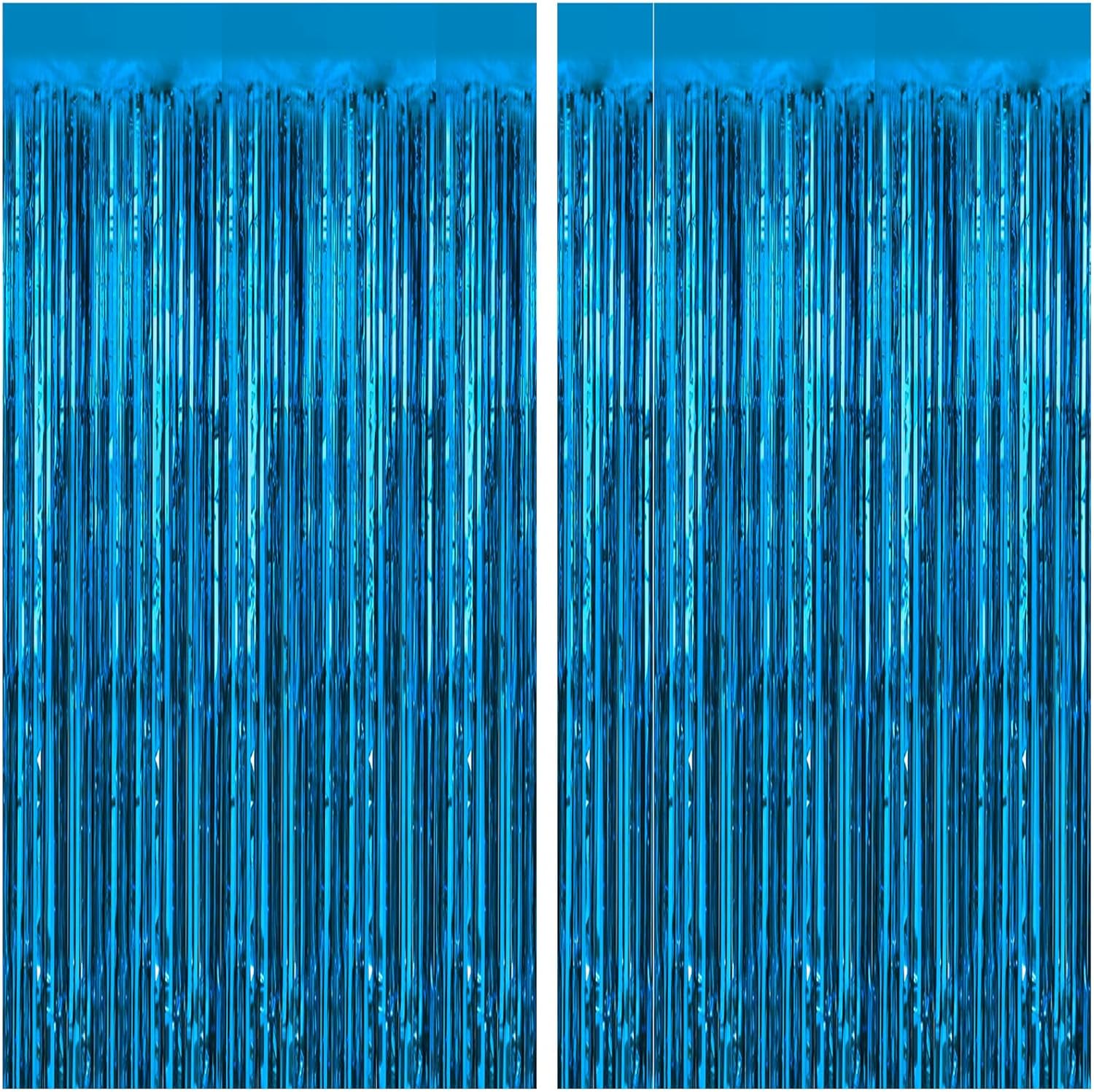 Amazon.com : USCNC 2 Pack 3.2ft x 8.2ft Light Blue Foil Fringe Curtains ...