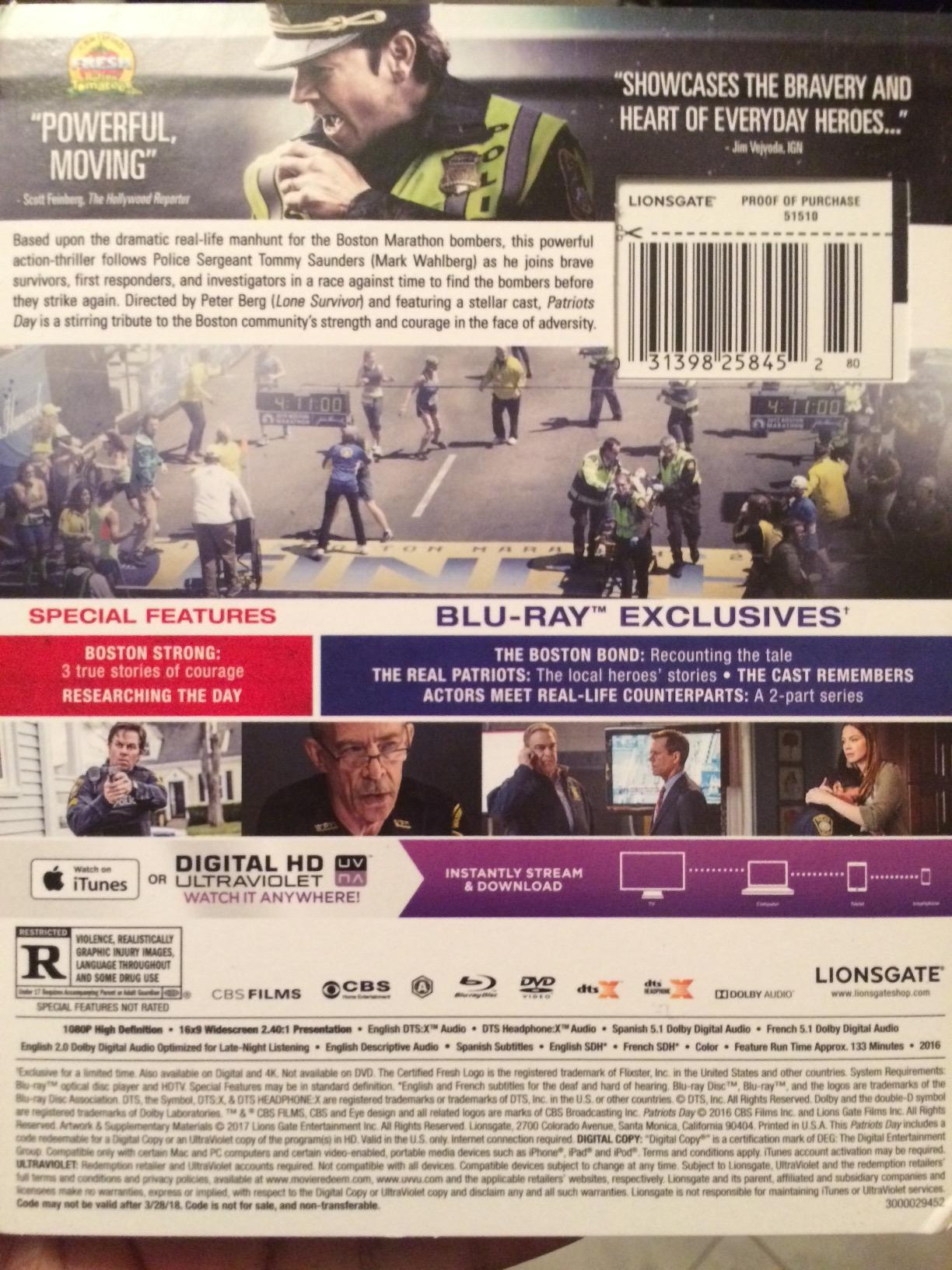 Patriots Day [Blu-ray] : Amazon.com.mx: Películas y Series de TV