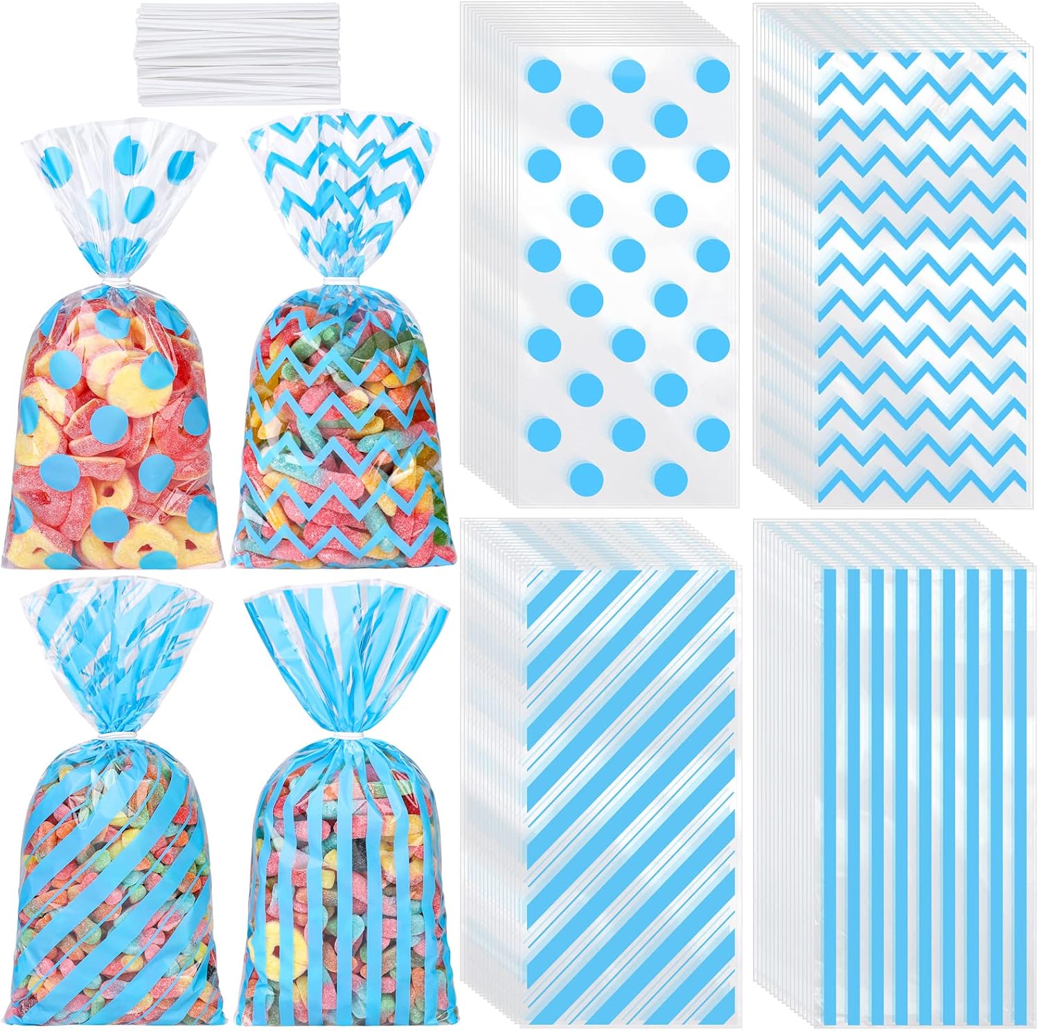 Amazon.com: Aodaer 100 Pieces 10.6 x 5.1 In Blue Cellophane Bags ...
