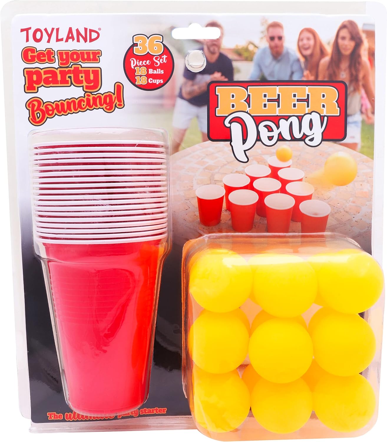 Amazon.com: Toyland Beer Pong 36-Piece Set Game - Stag & Hen Parties ...
