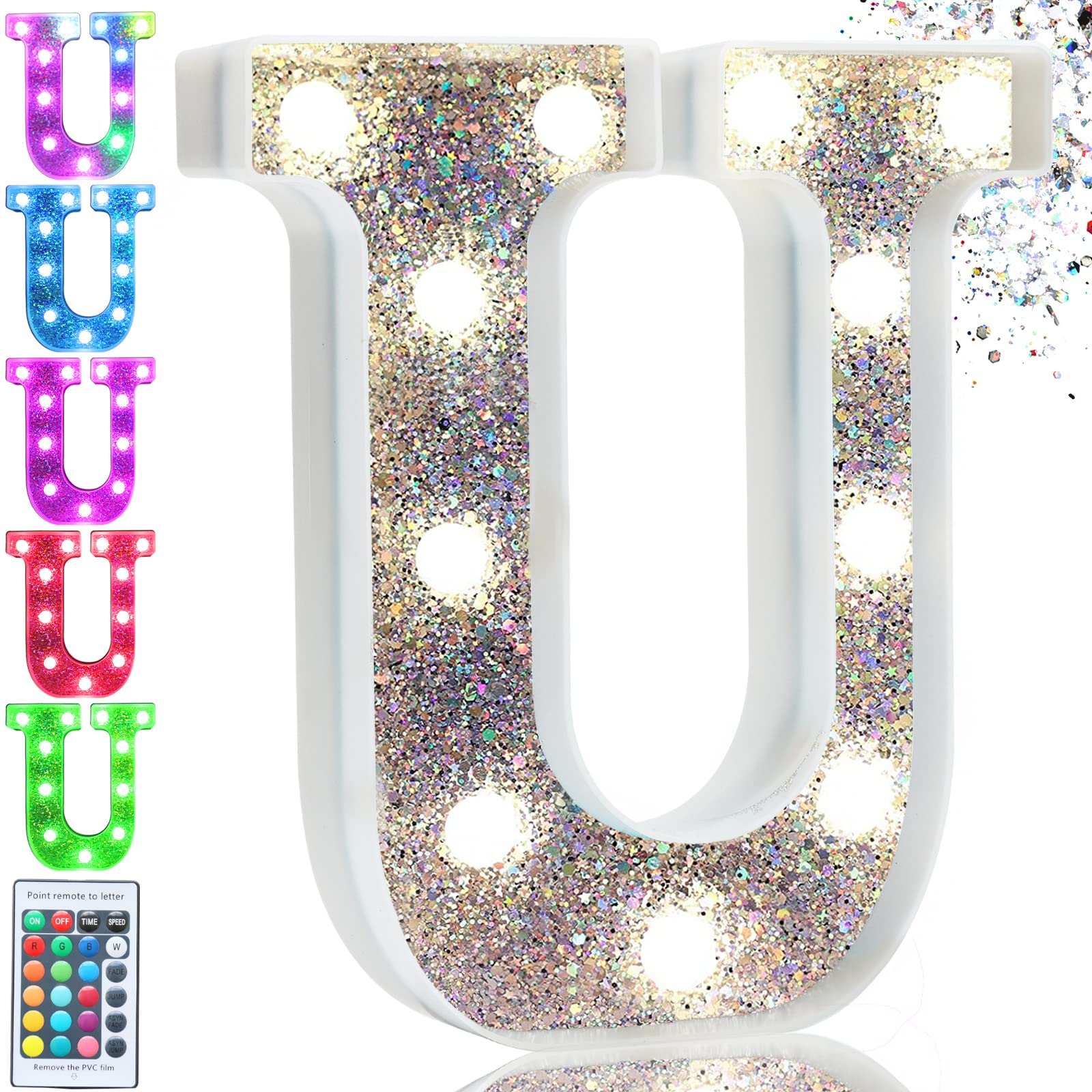 Pooqla Colorful Light Up Letters, Silver LED Marquee Letter Lights ...