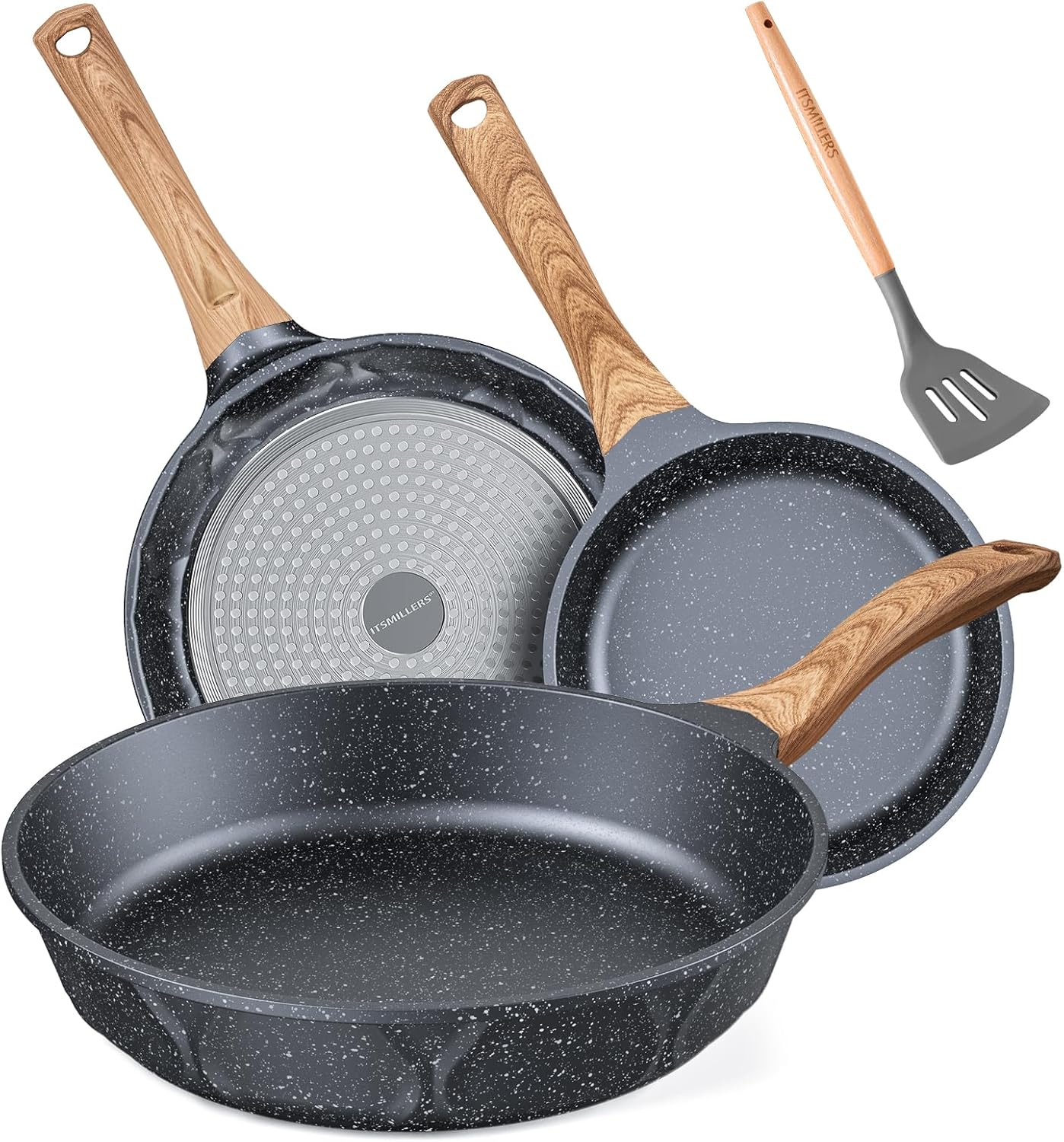Amazon.com: Non-stick Die-cast Deep Frying Pan Set Skillet Set Egg ...