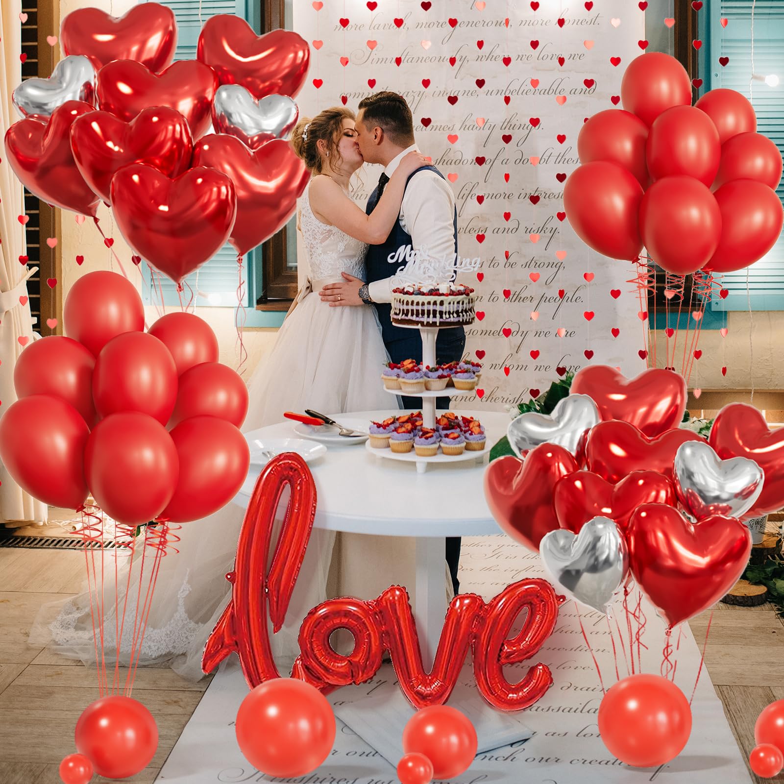 Amazon.com: Valentines Day Balloons Kit, 563Pcs Red Silver Heart ...