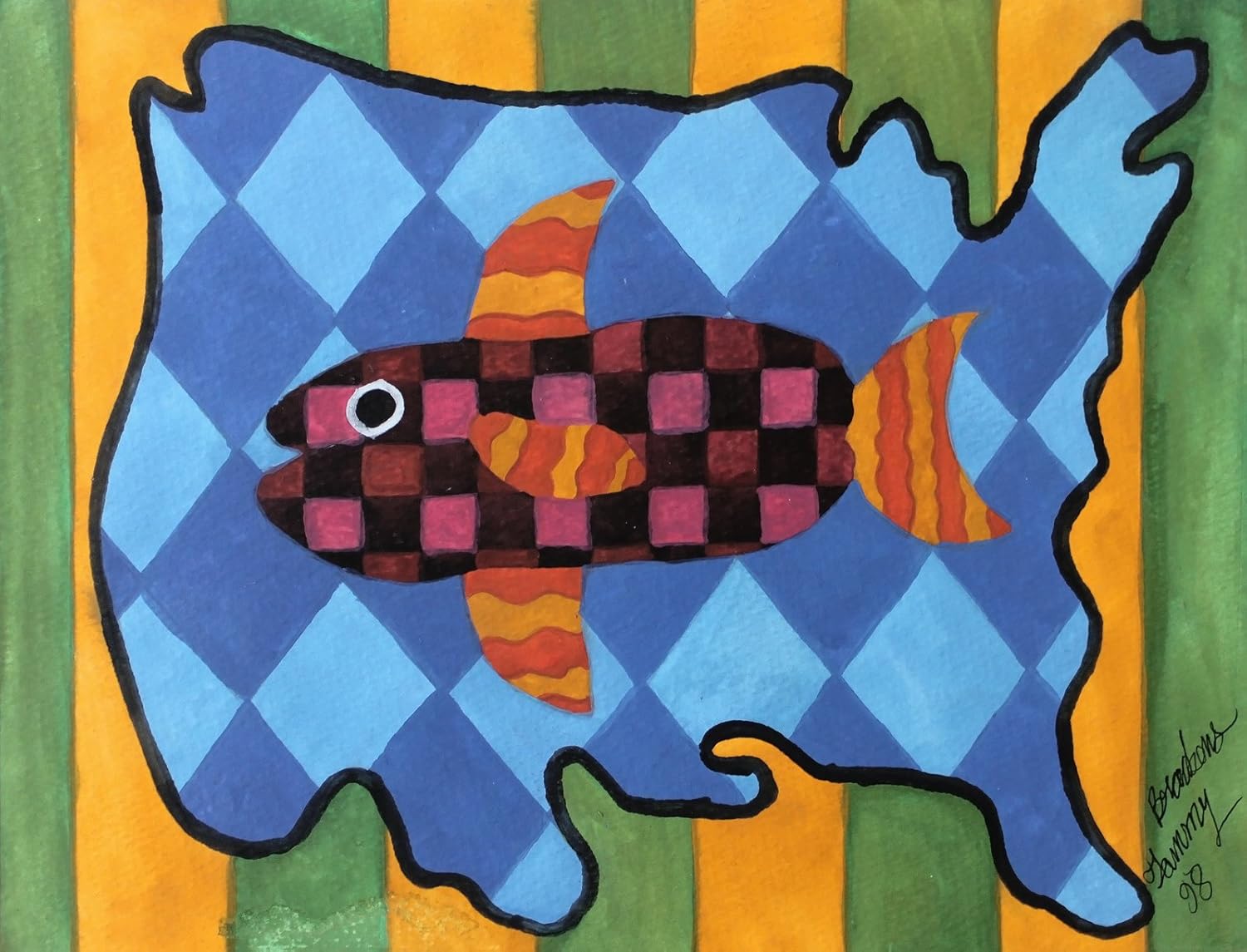 Amazon.com: Checkered Fish : Tammy Brackens: Collectibles & Fine Art