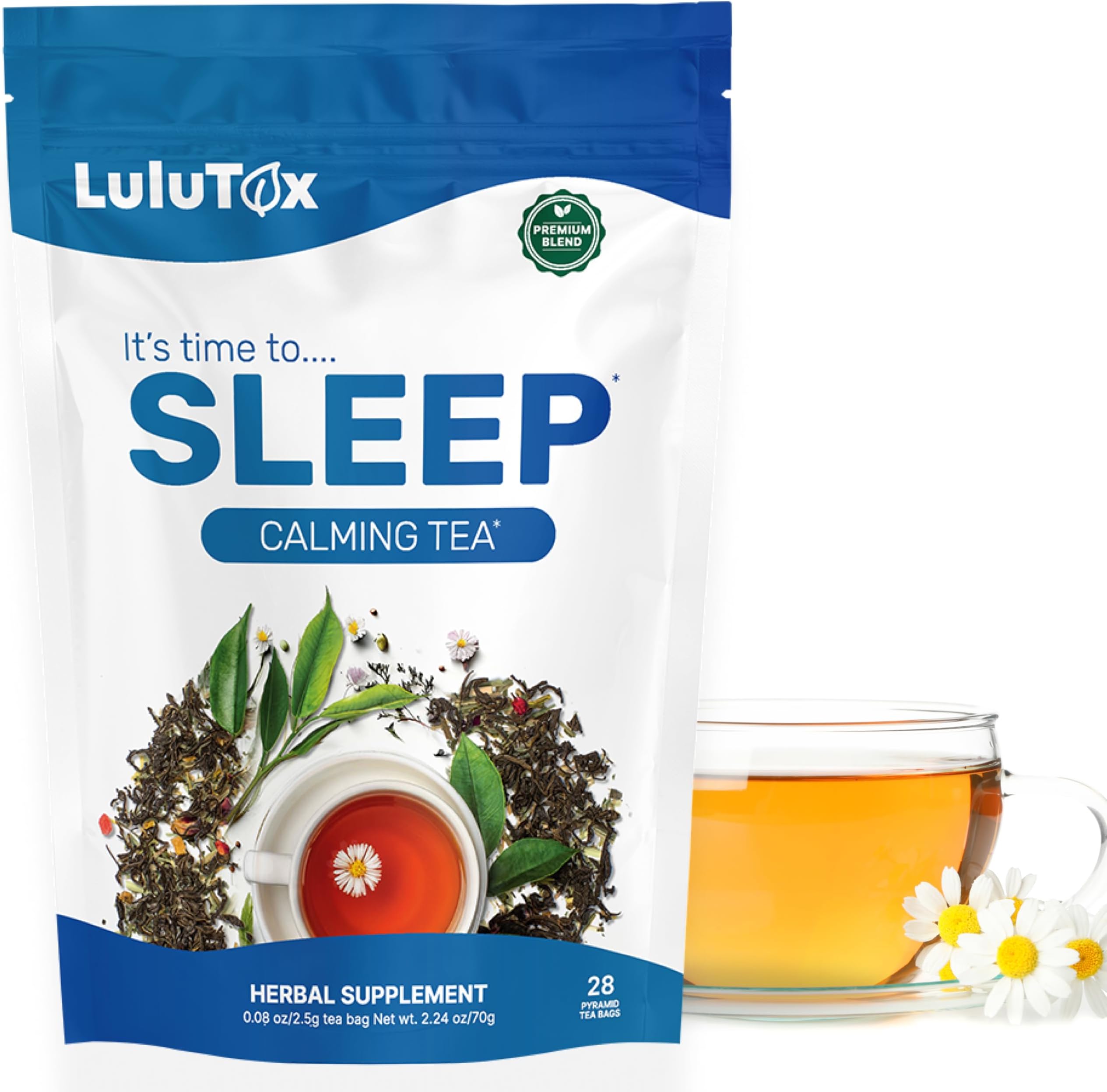 Amazon.com : Lulutox Deep Sleep Tea - 28 Herbal Pyramid Tea Bags for ...
