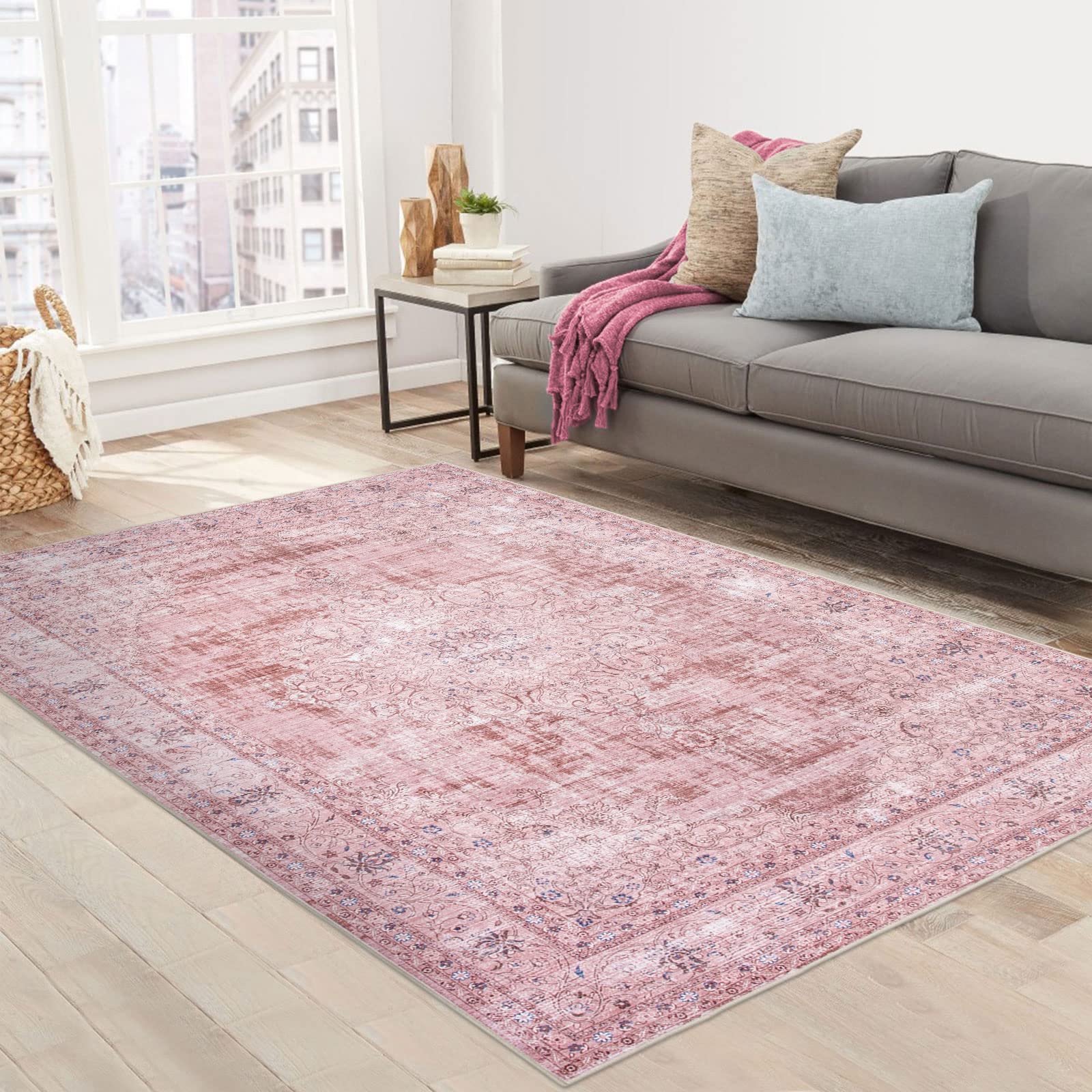 DECOMALL Kalina Washable Area Rugs, Bohemian Vintage Foldable Carpet ...