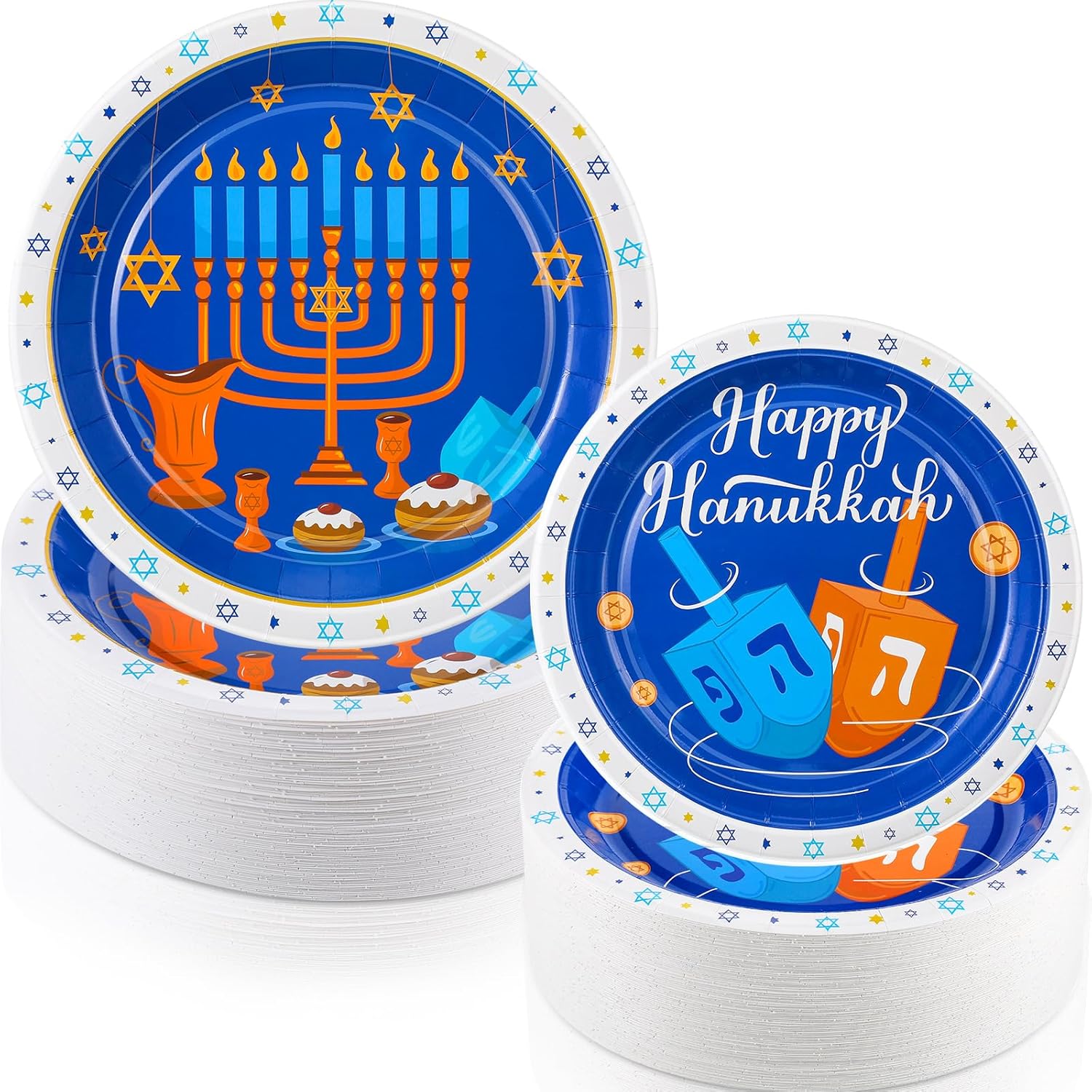 Amazon.com: Maxcheck 200 Pcs Hanukkah Paper Plates 9" and 7" Disposable ...