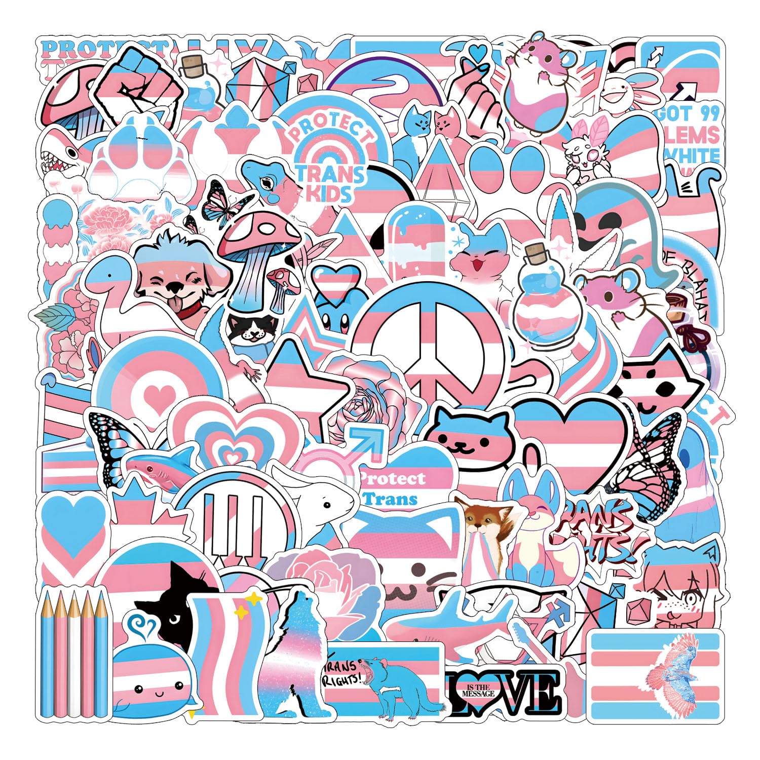 Amazon.com: Trans Pride Stickers I110pcs Transgender Pride Rainbow ...