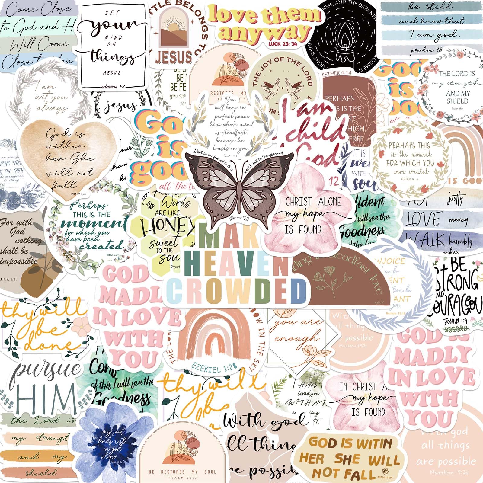 Snapklik.com : 50PCS Bible Verse Stickers: Inspirational Christian ...