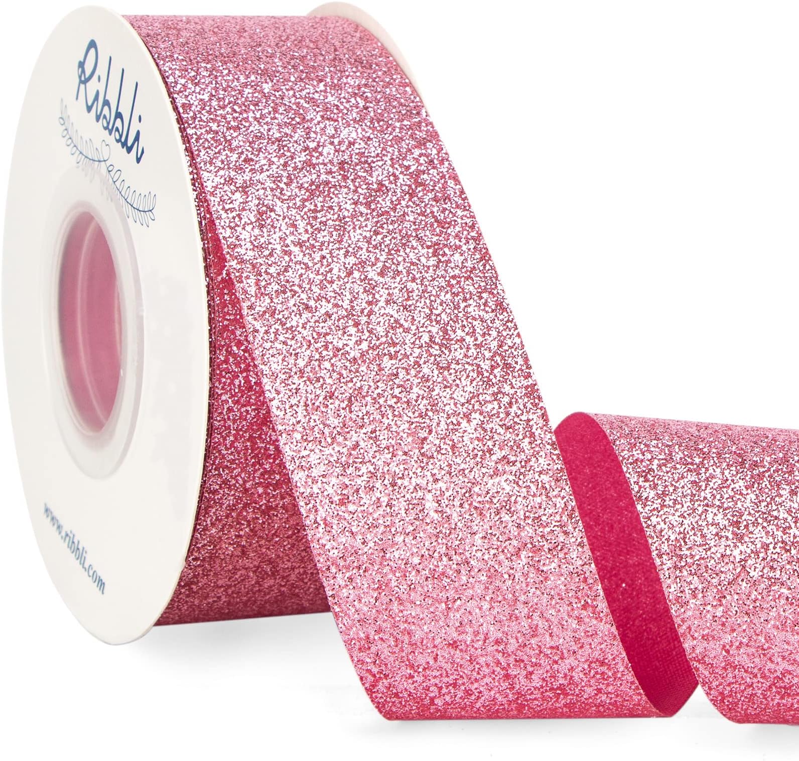 Amazon.com: DINDOSAL Pink Glitter Wired Ribbon 2.5 Inch x 10 Yard ...