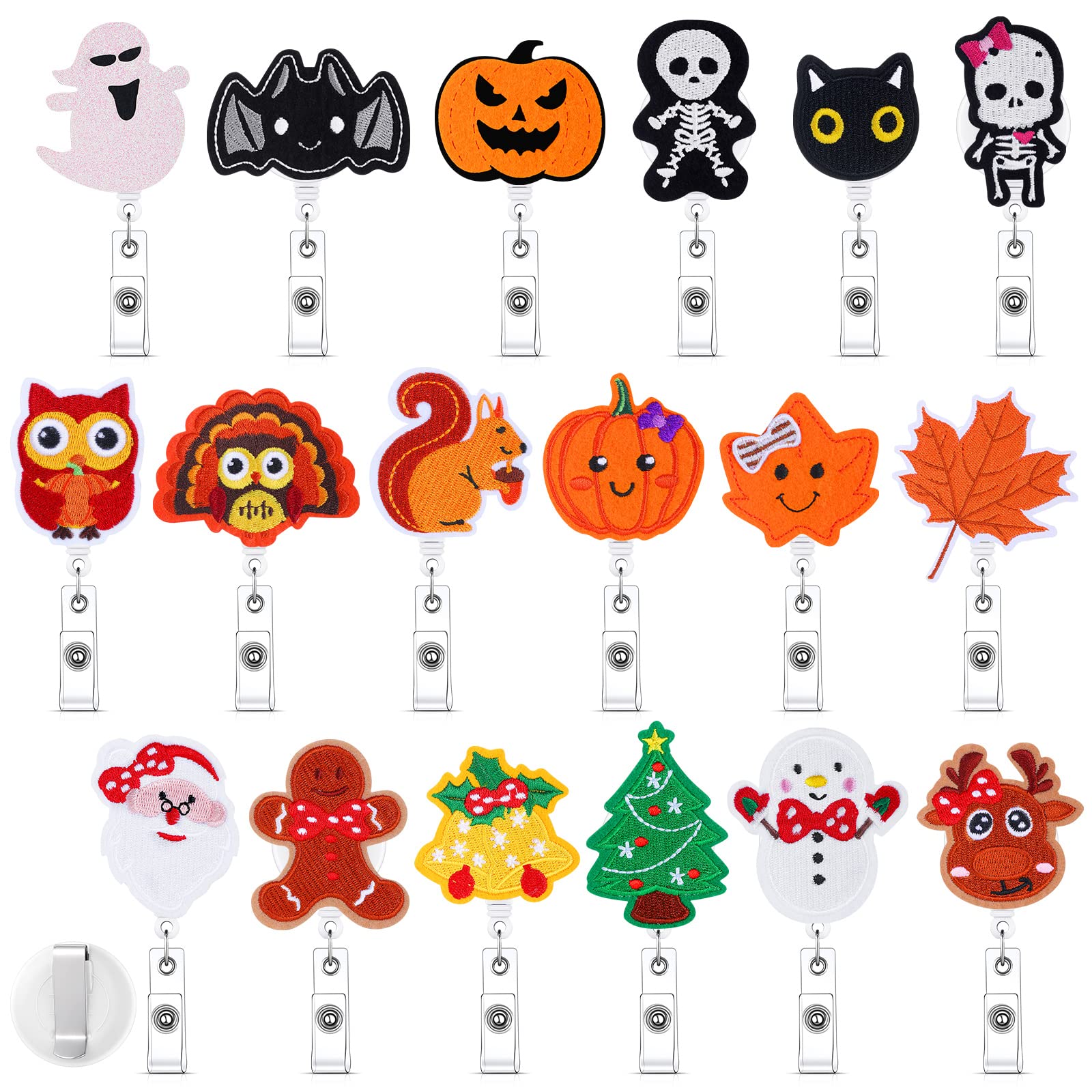 Amazon.com : Giegxin 18 Pcs Holiday Badge Reels Christmas Badge Reels ...