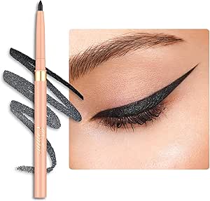OULAC Shimmer Black Eye Liner Pencils Waterproof, Smudge-proof Retractable Eyeliner Lasts 24H ...