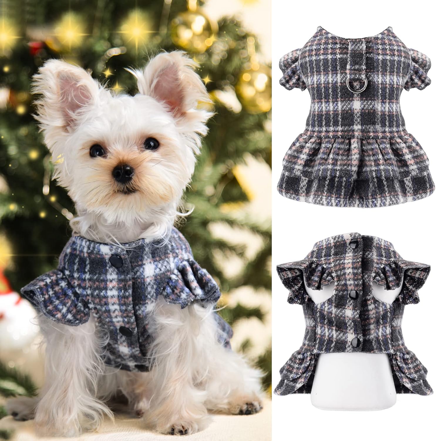 Amazon.com : Firpus Dog Dress Warm Dog Sweater Dresses D Ring Dog ...