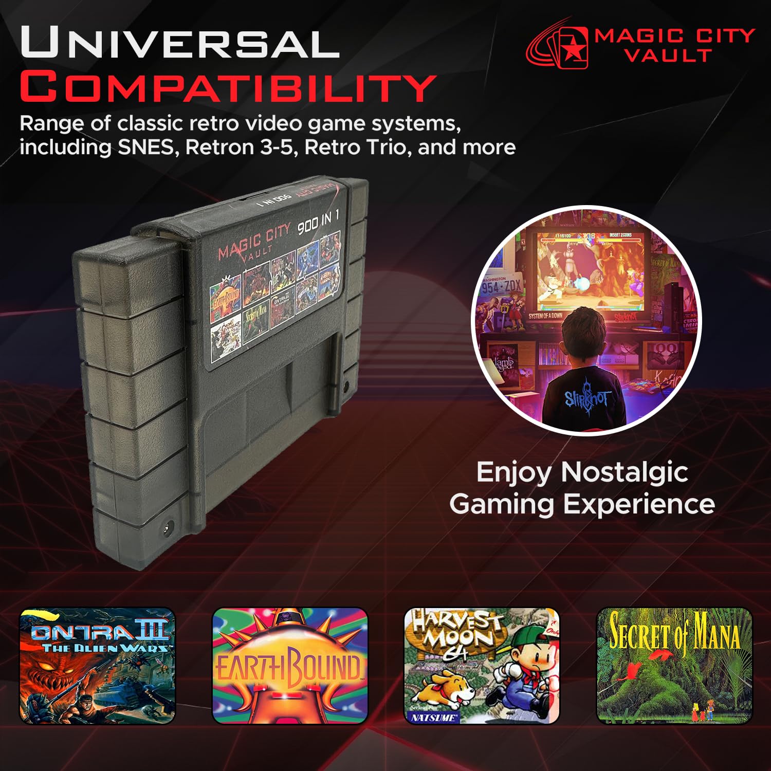 Magic City Vault 900 in 1 Cartridge For SNES Super Nintendo 16Bit Game ...