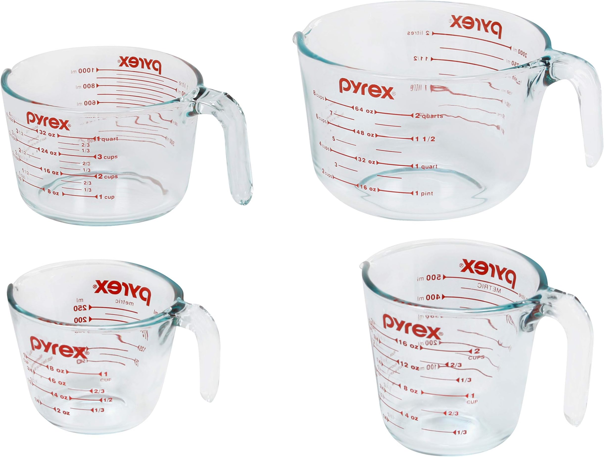 Amazon.com: Pyrex 4 Piece Glass Measuring Cup Set, Includes 1-Cup, 2 ...