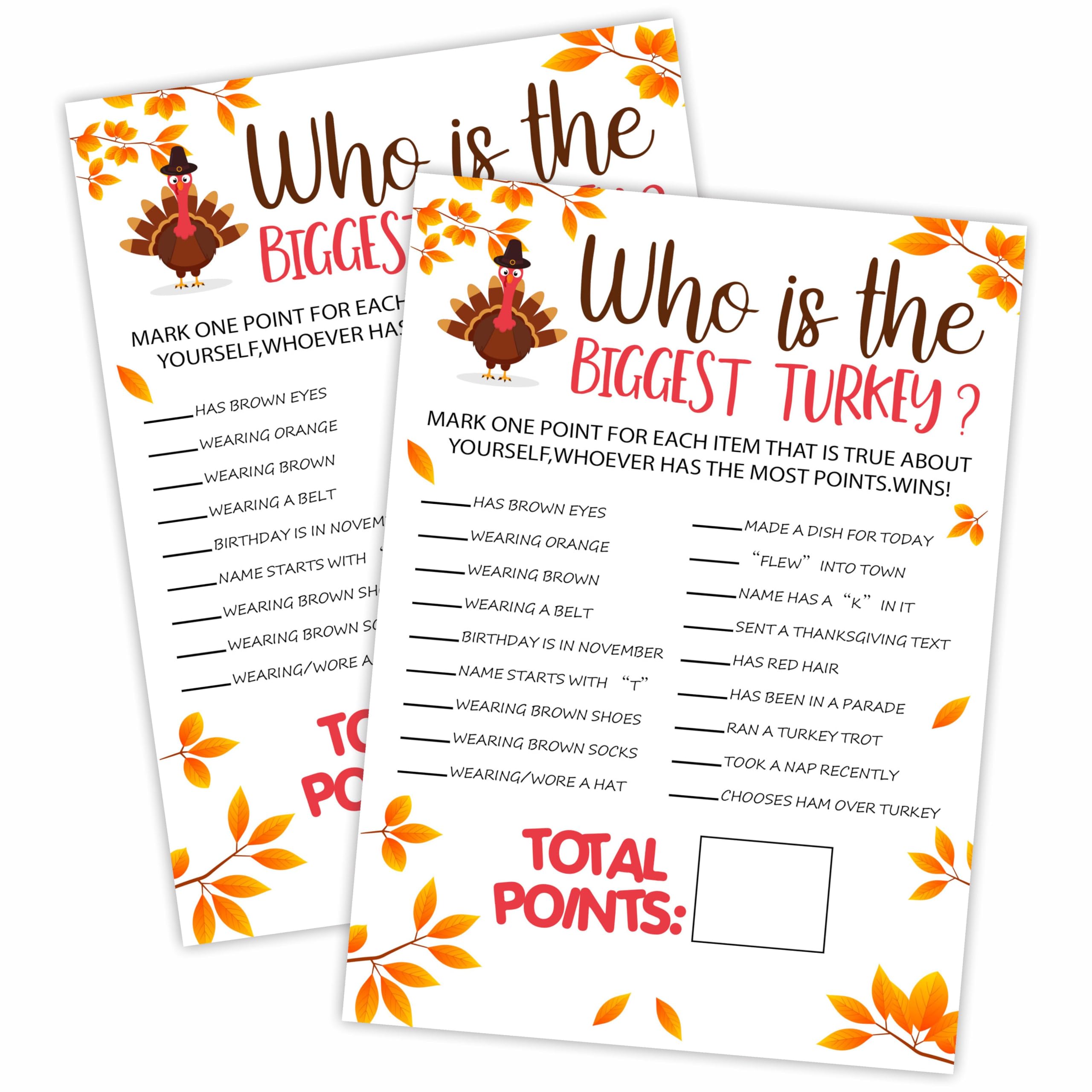 Amazon.com: Thanksgiving Party Icebreaker Card - Who Is The Biggest ...