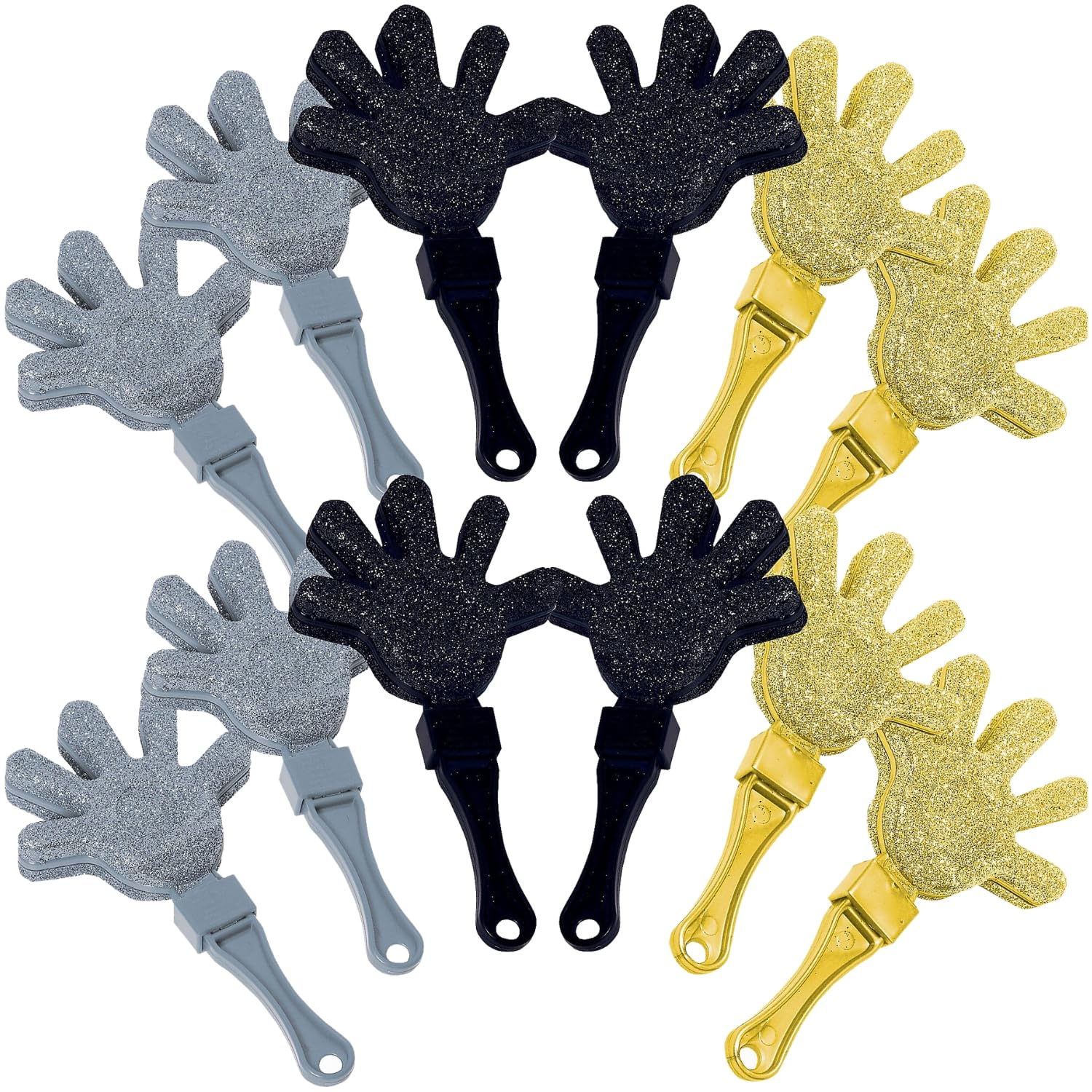 Amazon.com: Sparkling Black, Silver & Gold Glittered Plastic Hand ...