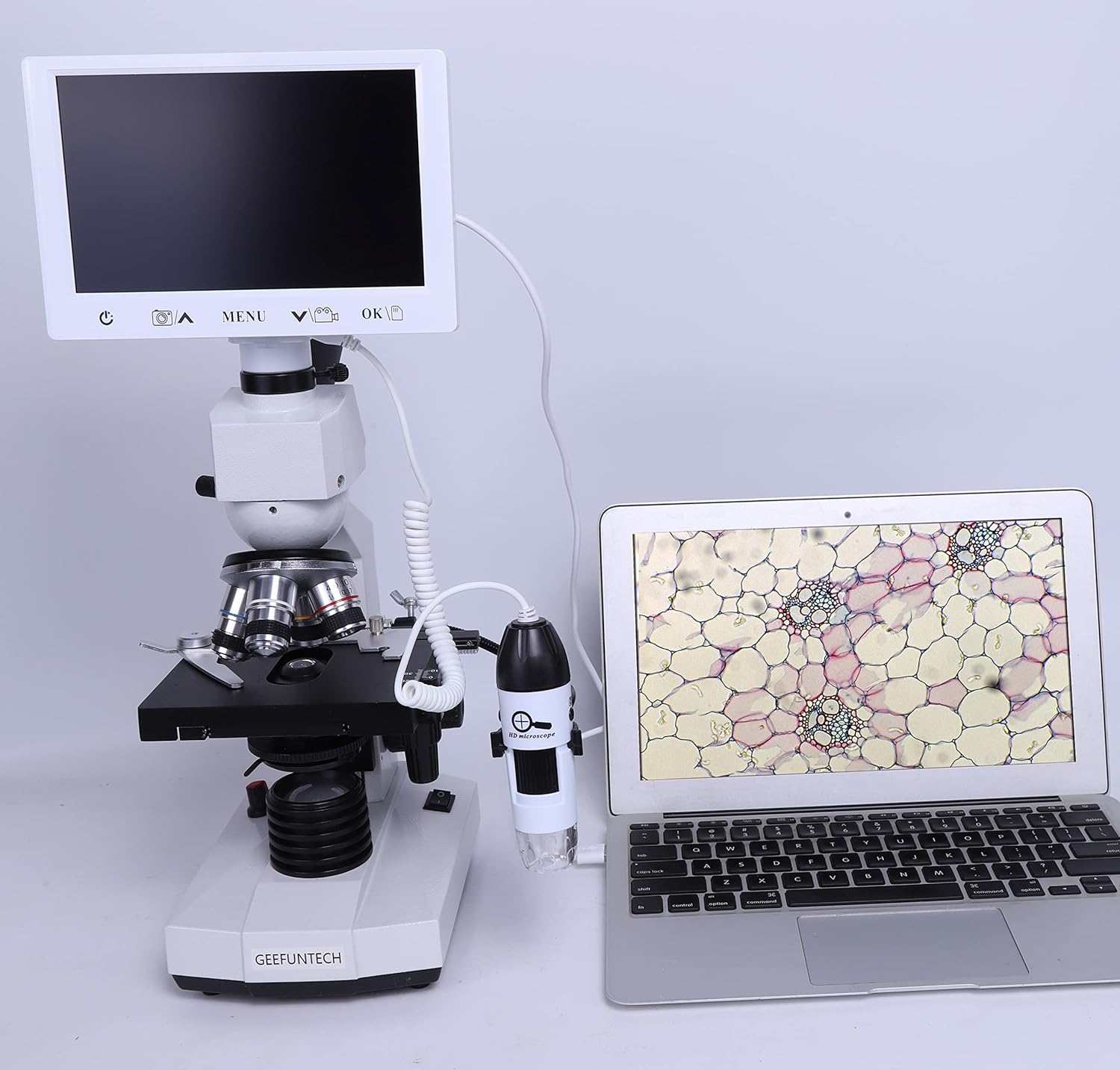 GEEFUNTECH Dual-View Compound Monocular Microscope 40X-2500X ...