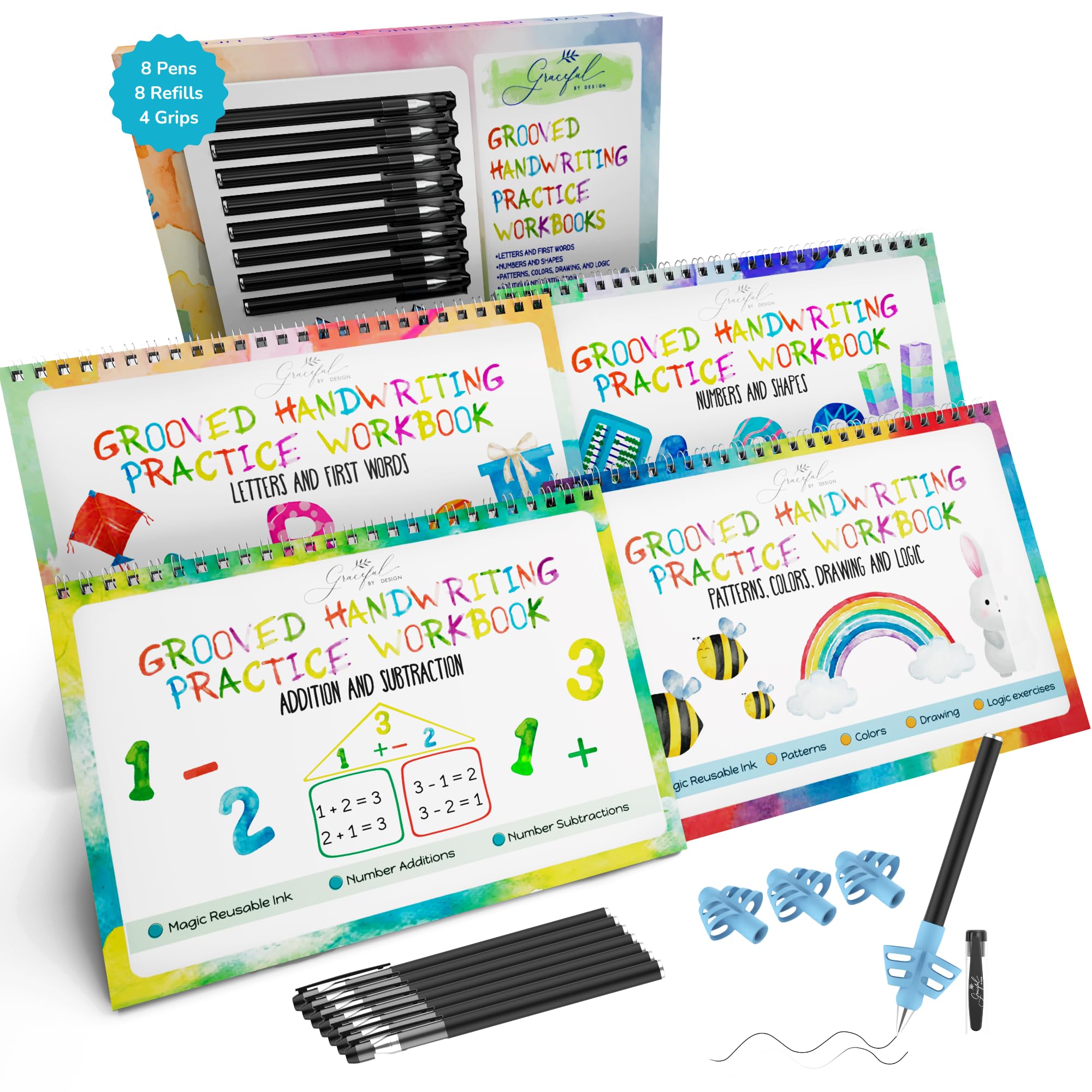 Snapklik.com : Grooved Handwriting Practice Books For Kids 3-7 Reusable ...