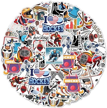Amazon.com: 50 Pack Pcs Ice Hockey Stickers for Water Bottles ...