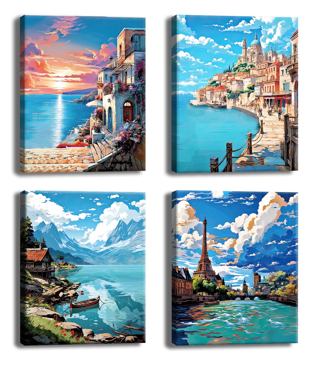 Snapklik.com : Framed Travel Landscape Canvas Art Print Set,World ...