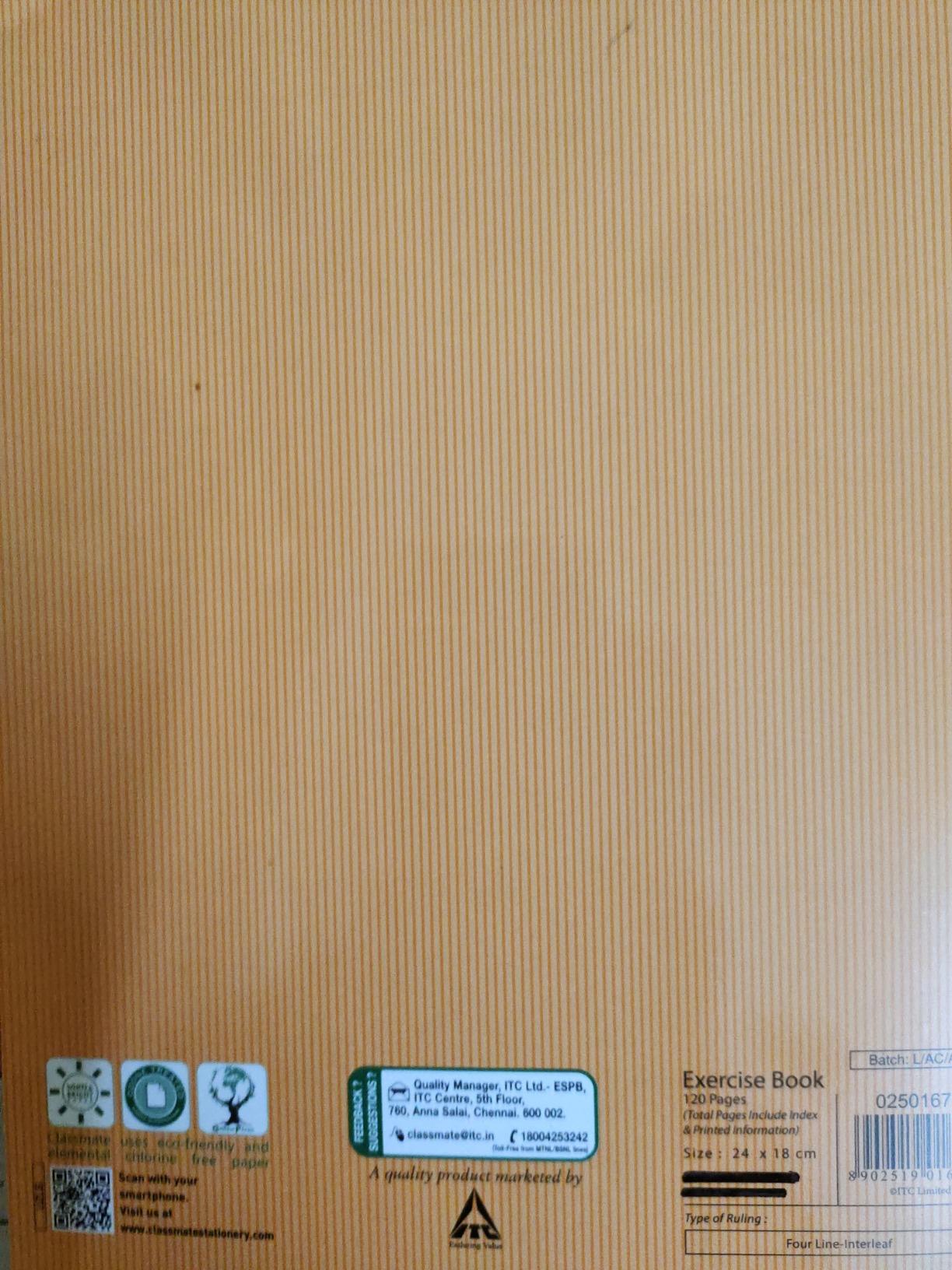 Classmate Note Book Soft Cover Four line - Interleaf (Left Side Page ...