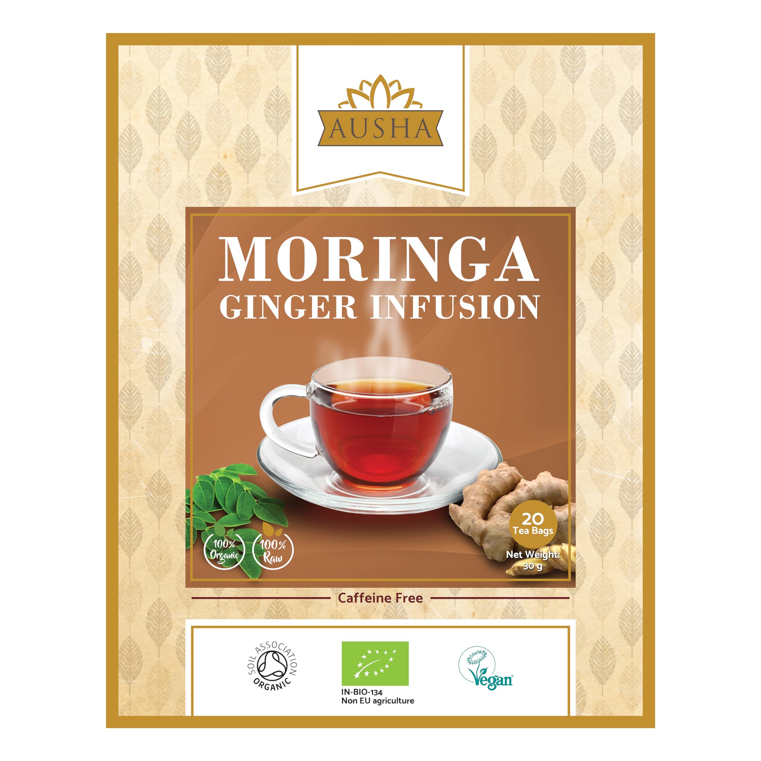 Buy AUSHAMORINGA GINGER Tea 40 Tea Bags - Moringa Blended with Ginger ...