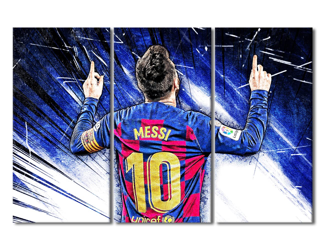 Amazon.com: Lio Messi Pictures Artwork 3 Panels Canvas Wall Art Lionel ...