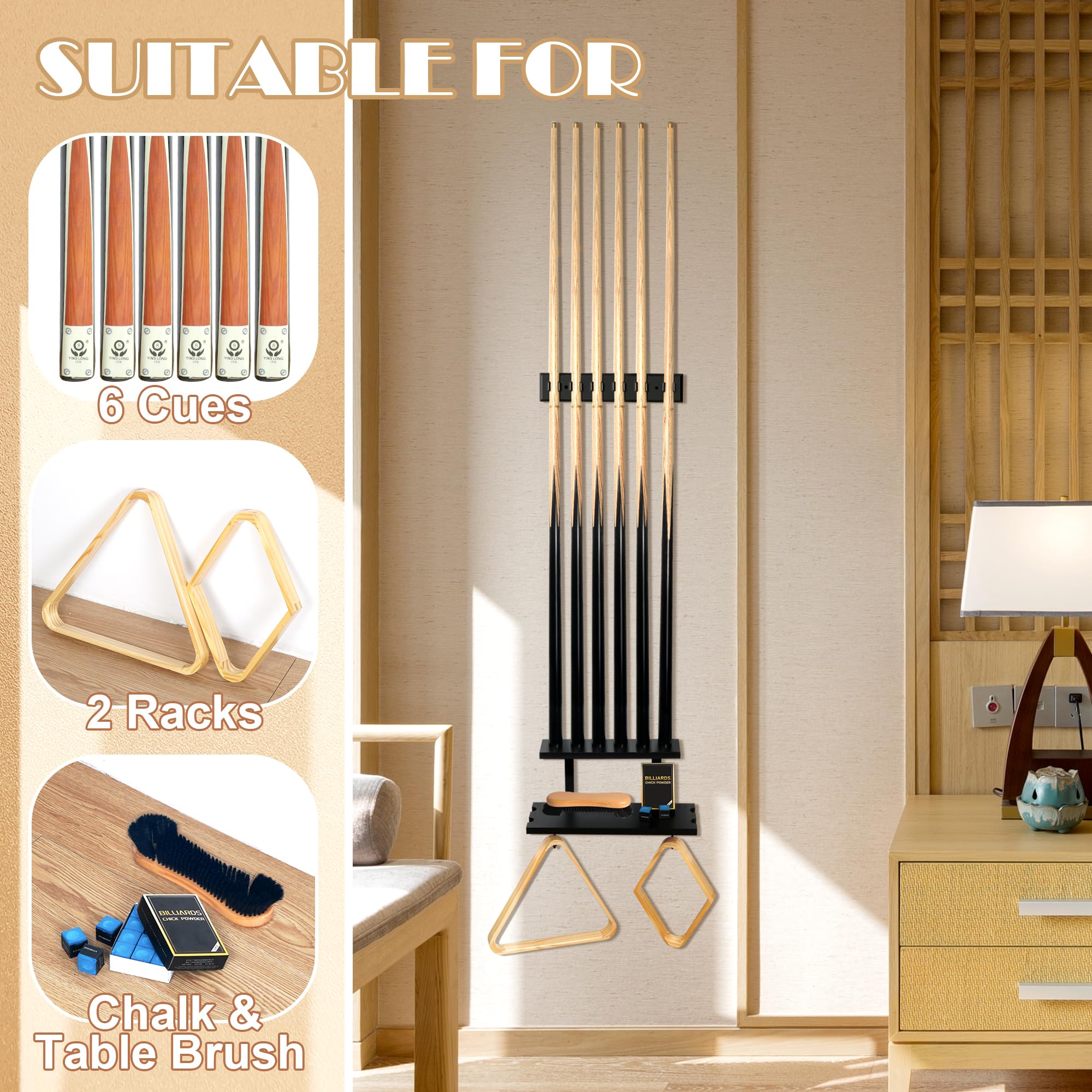 Snapklik.com : Pool Stick Holder Wall Mount, Billiard Cue Racks ...