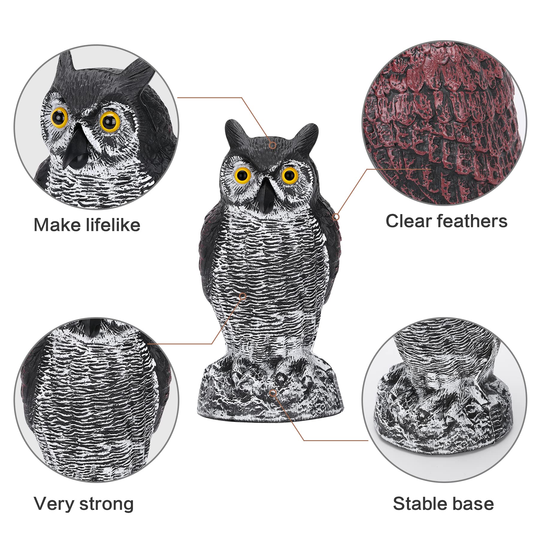 KKY 3 Packs Fake Plastic Owl Bird, Garden owl Statue,Can Repel Pigeons ...