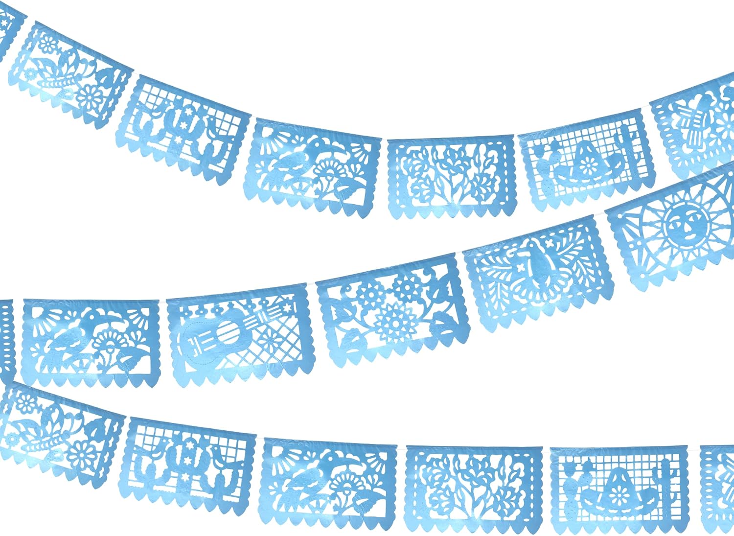 Amazon.com: Light Blue Papel Picado Banner (Shimmer Blue) - Blue Party ...